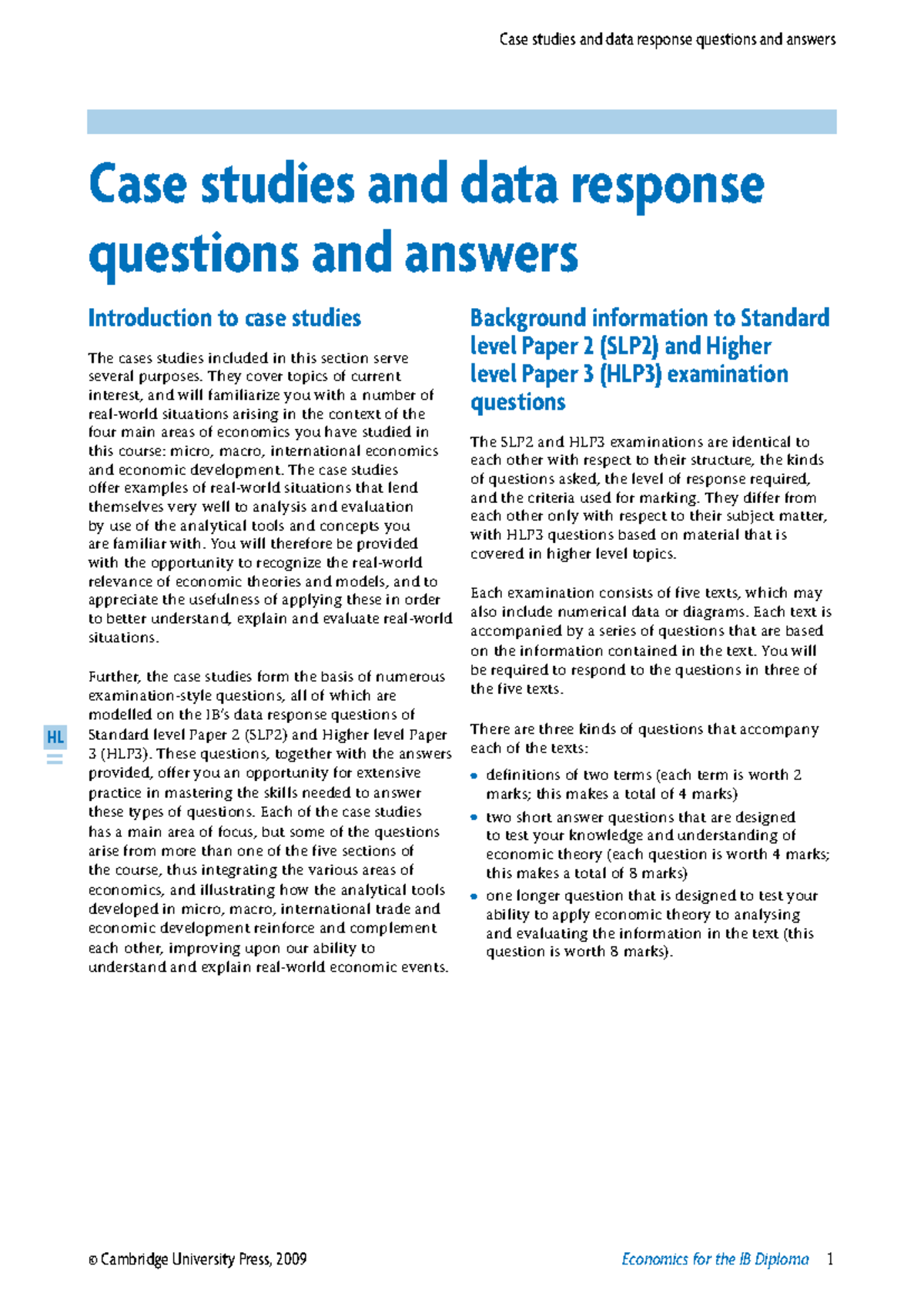 Economics Case Study Guide - SLP2 & HLP3 Exam Prep Materials - Studocu