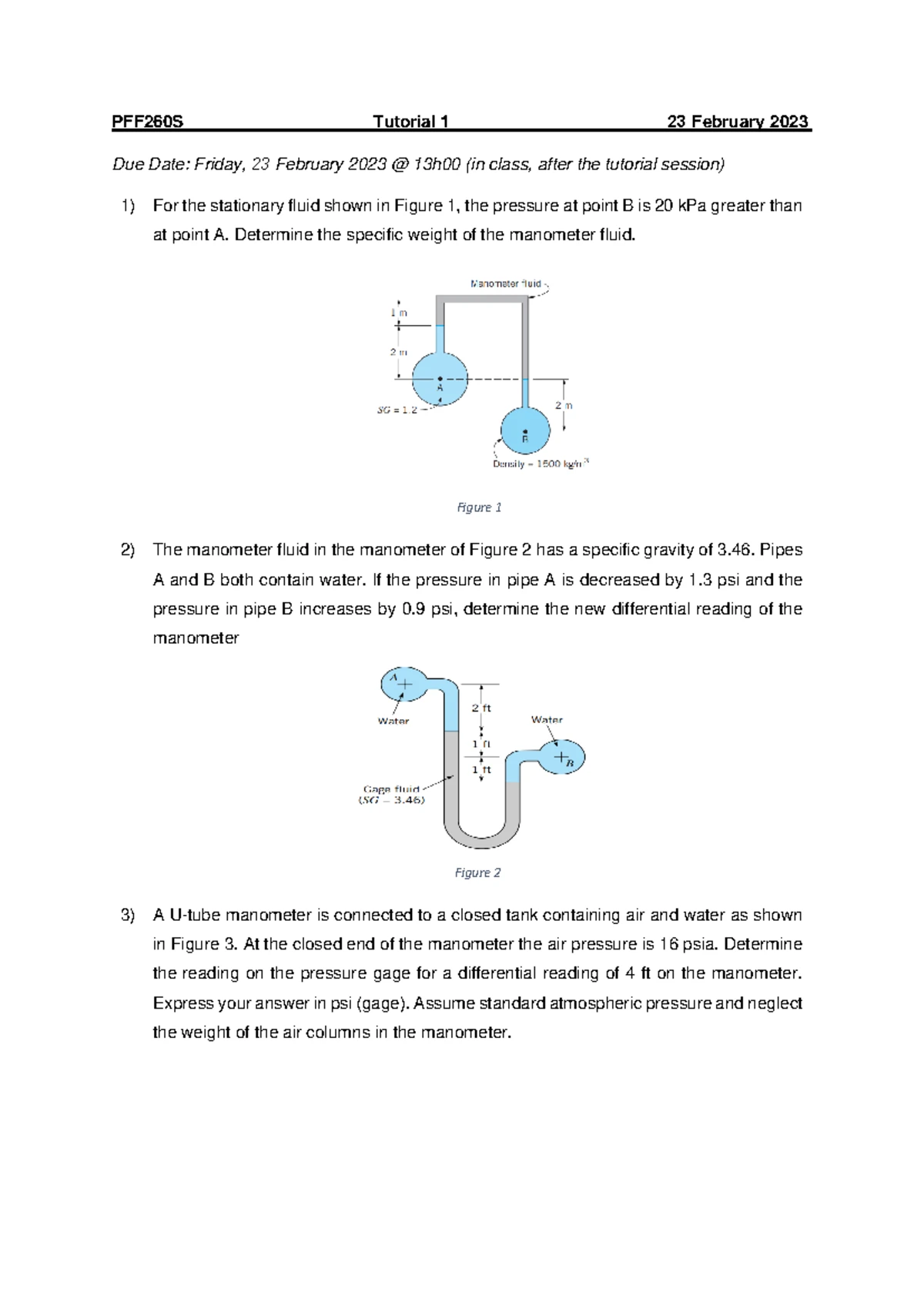 Tutorial 2 Conservation Of Mass 2024 Pff260s Tutorial 2 23 February