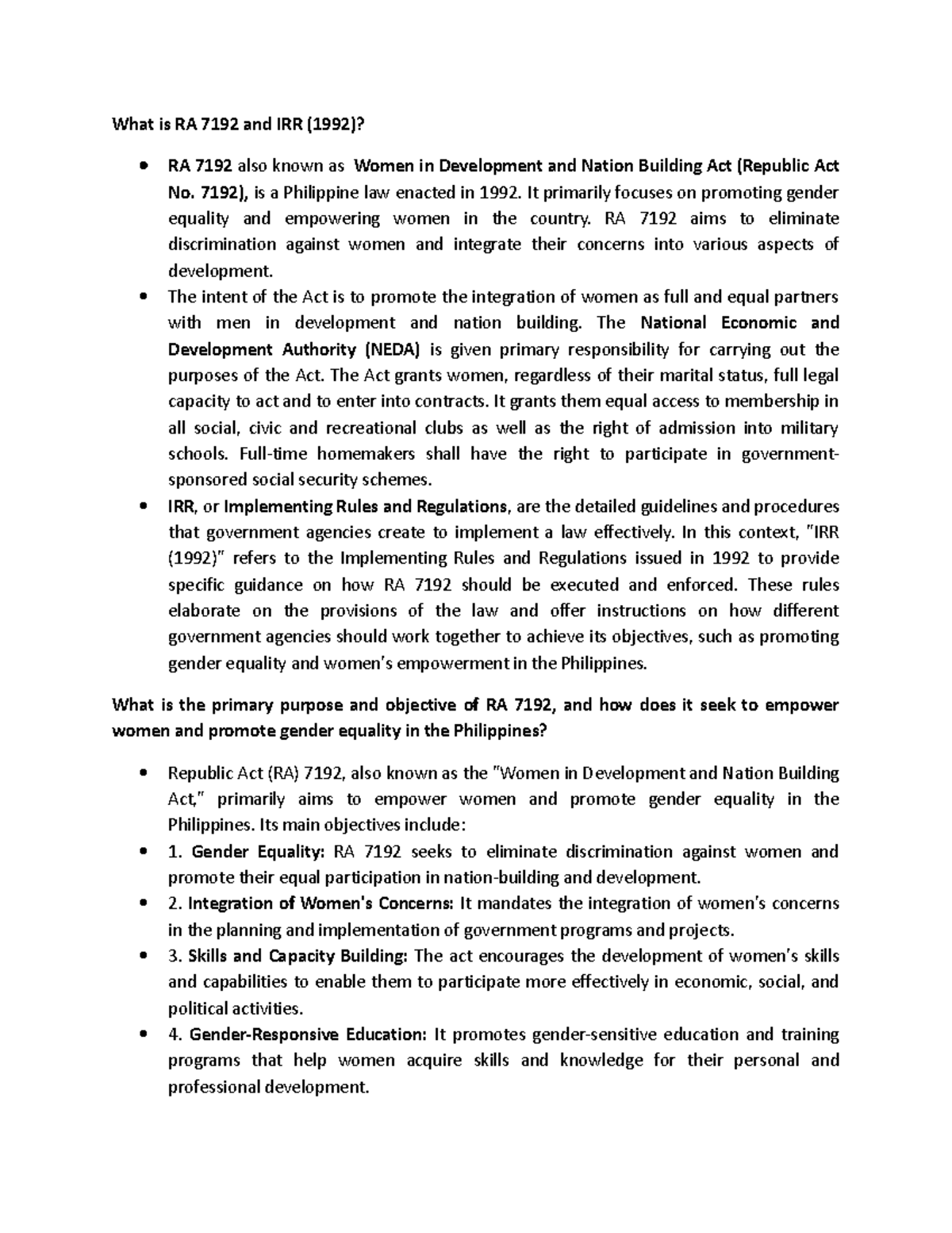 G3 Euth What is RA 7192 and IRR 1992 - What is RA 7192 and IRR (1992 ...