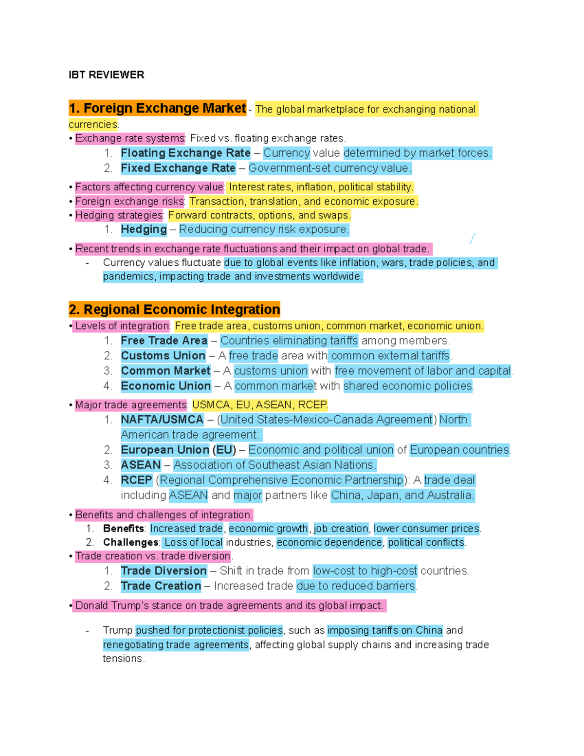IBT REVIEWER: International Business & Trade Concepts and Trends - Studocu