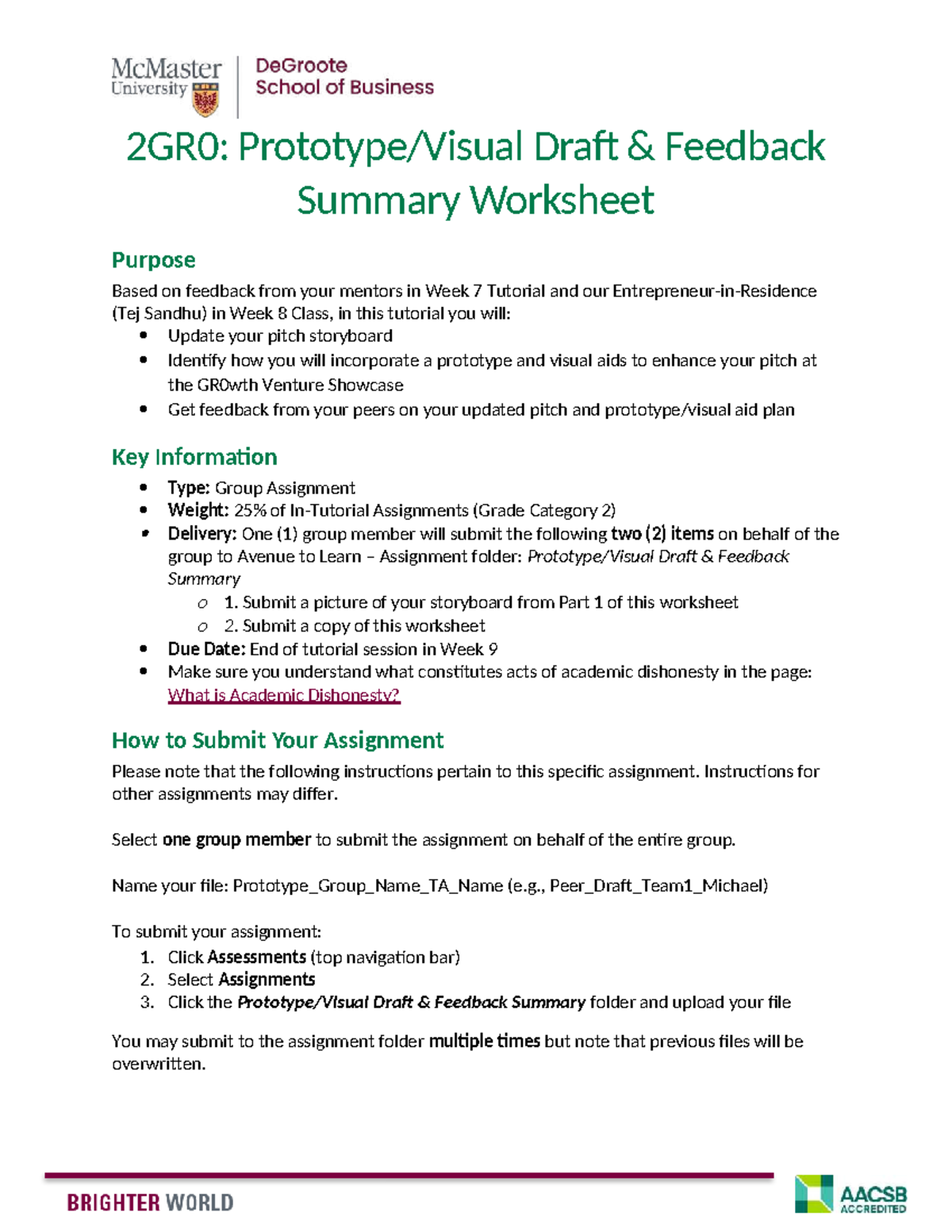 2GR0: Prototype & Visual Aids Feedback Summary Worksheet - Studocu