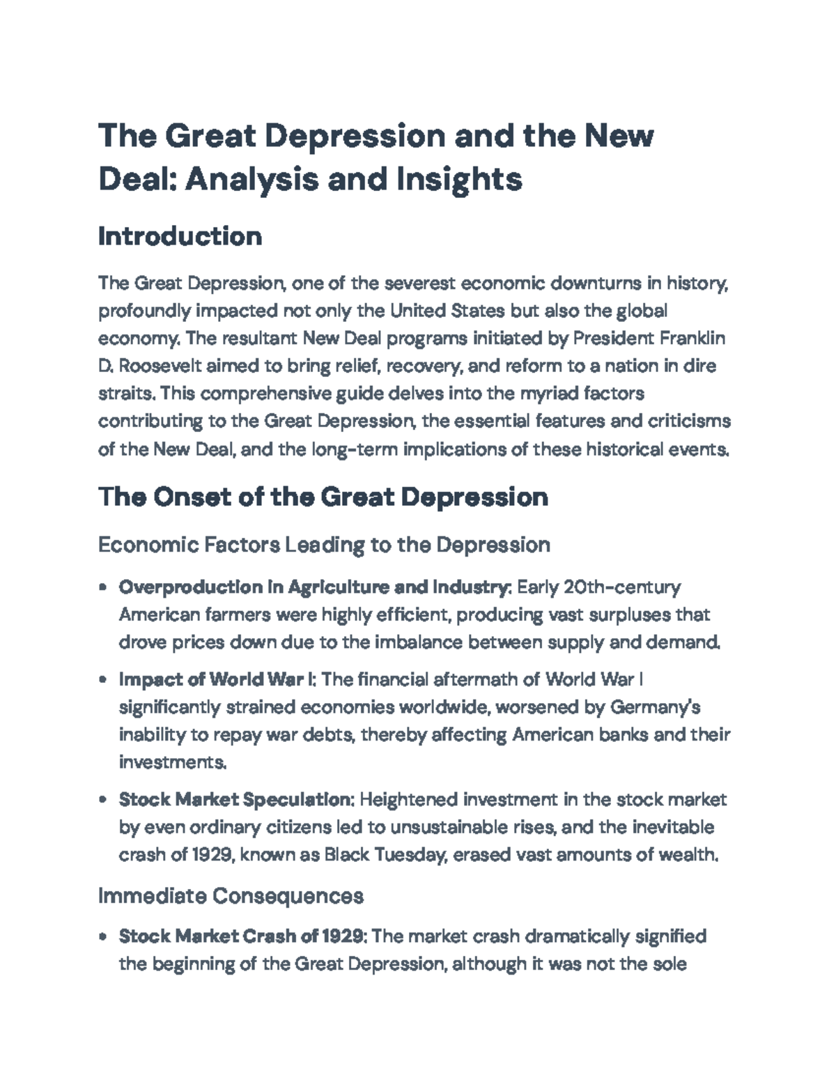 The Great Depression and the New Deal: Analysis & Historical Insights ...