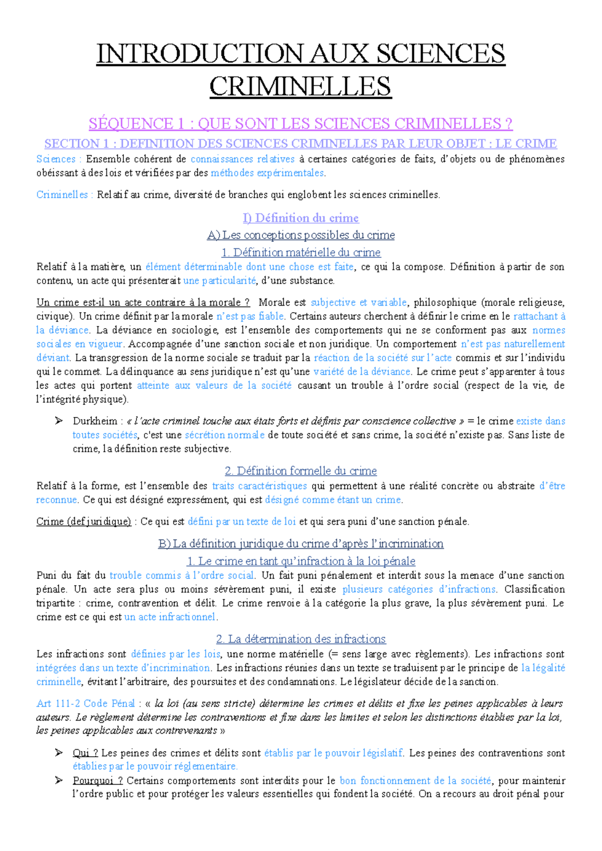 CM - Cours magistral de sciences criminelles années 2023-2024 ...
