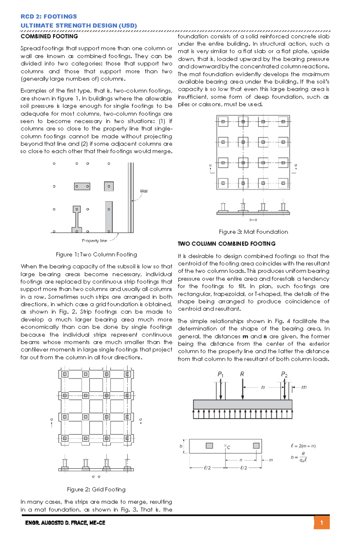 RCD-Lecture: Combined Footings and Ultimate Strength Design - Studocu