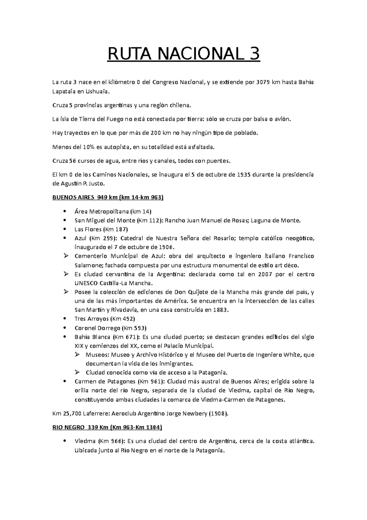Ruta 3 - servicios 1 - Ruta 3 de Argentina - RUTA NACIONAL 3 La ruta 3 ...