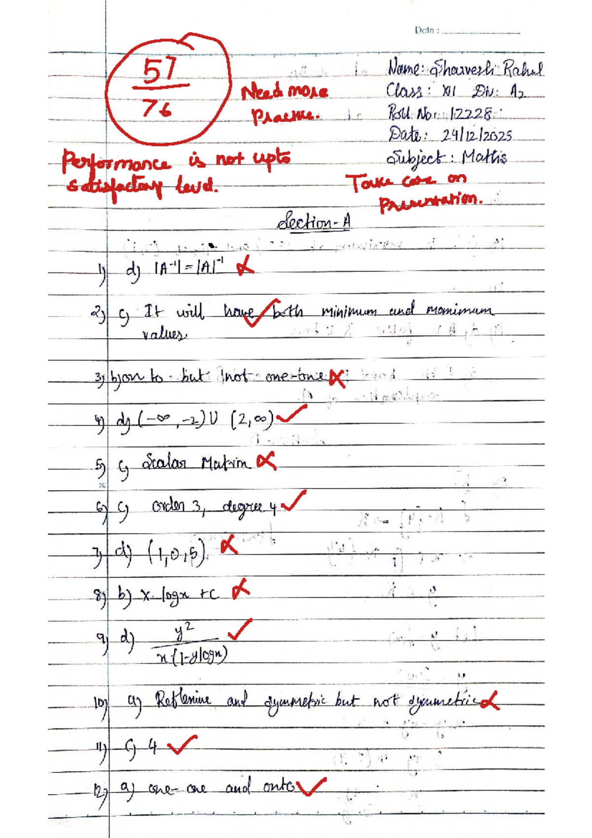 Mathematics XII Dv: A2 Rotl - Problem Solving and Concepts - Studocu