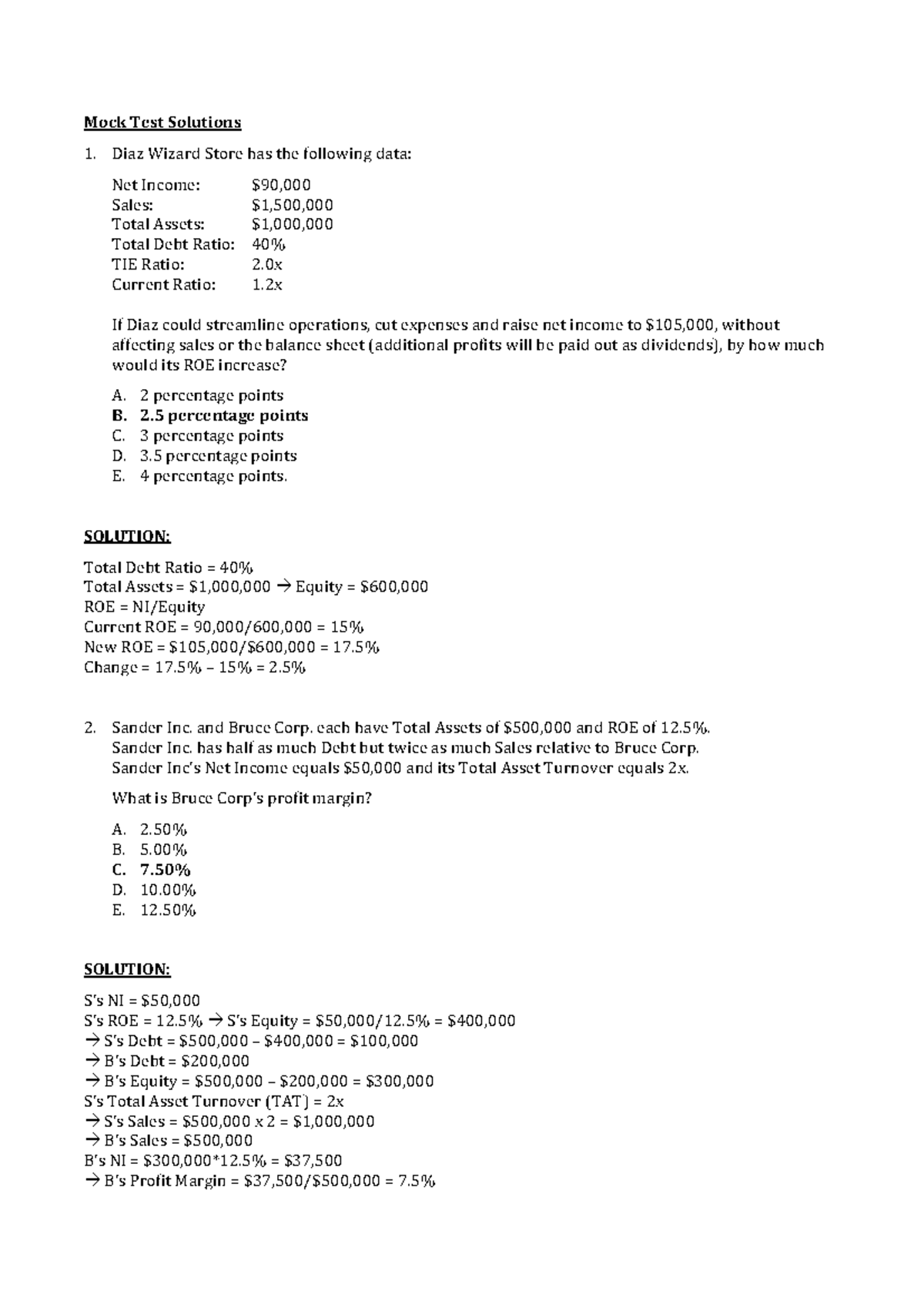 Mock Test (on Examplify) Solutions - Mock Test Solutions Diaz Wizard ...
