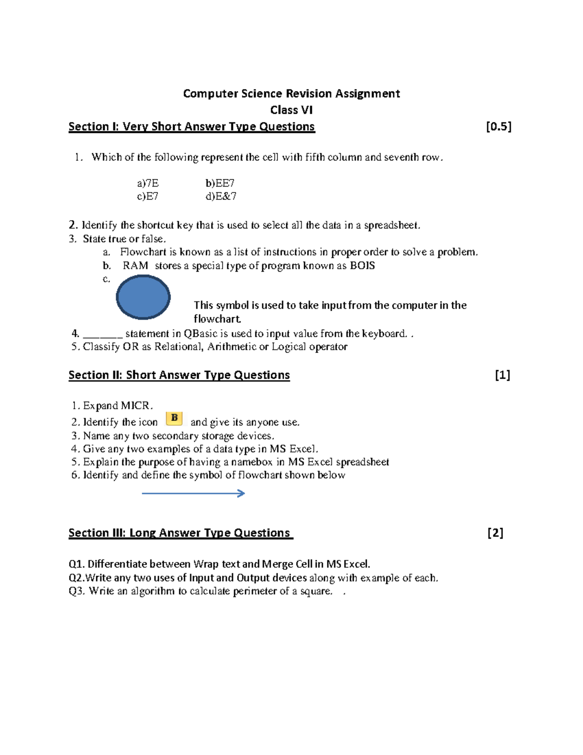 CBSE Class 6 Computer Science Revision Assignment: Q&A Guide - Studocu