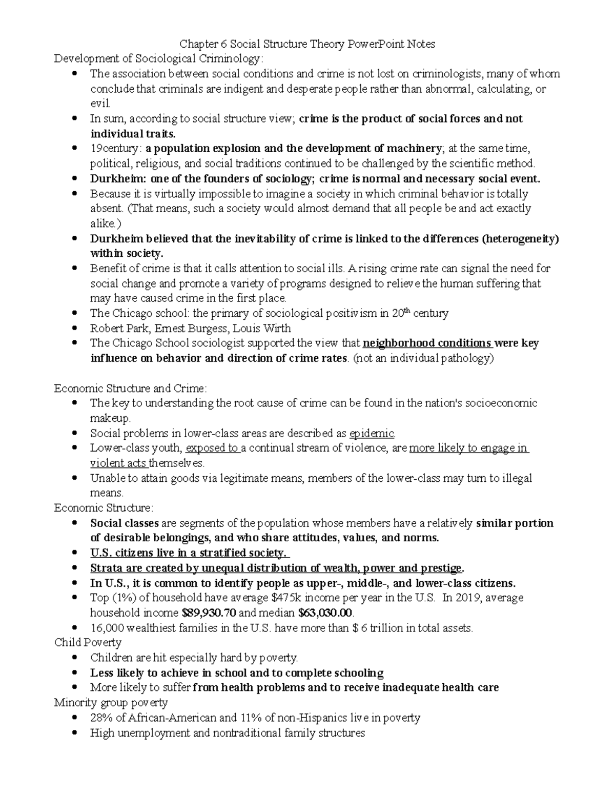Chapter 6: Social Structure Theory - PowerPoint Notes Summary - Studocu