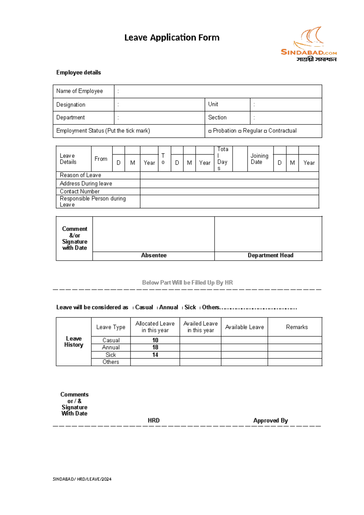Leave Application Form - Employee Details and Leave History - Studocu