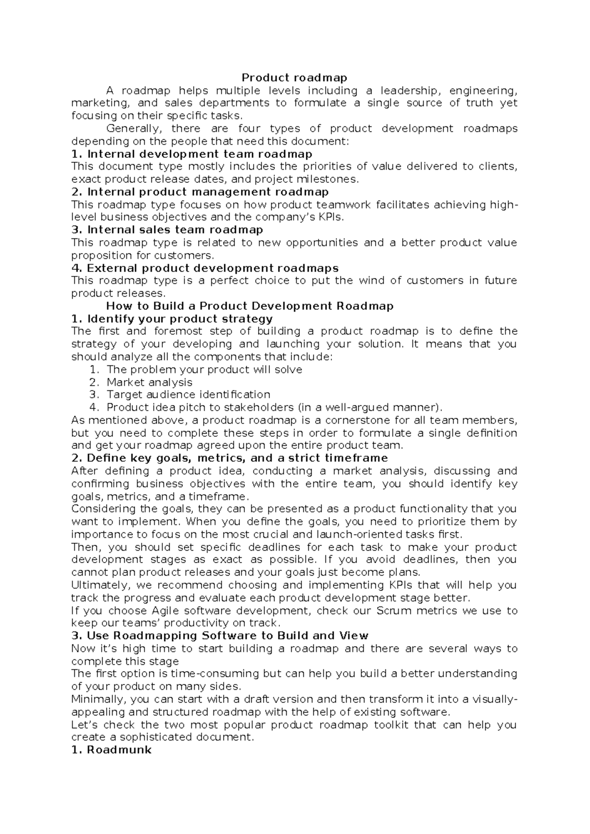 Product Roadmap: A Guide for Effective Development Strategies - Studocu