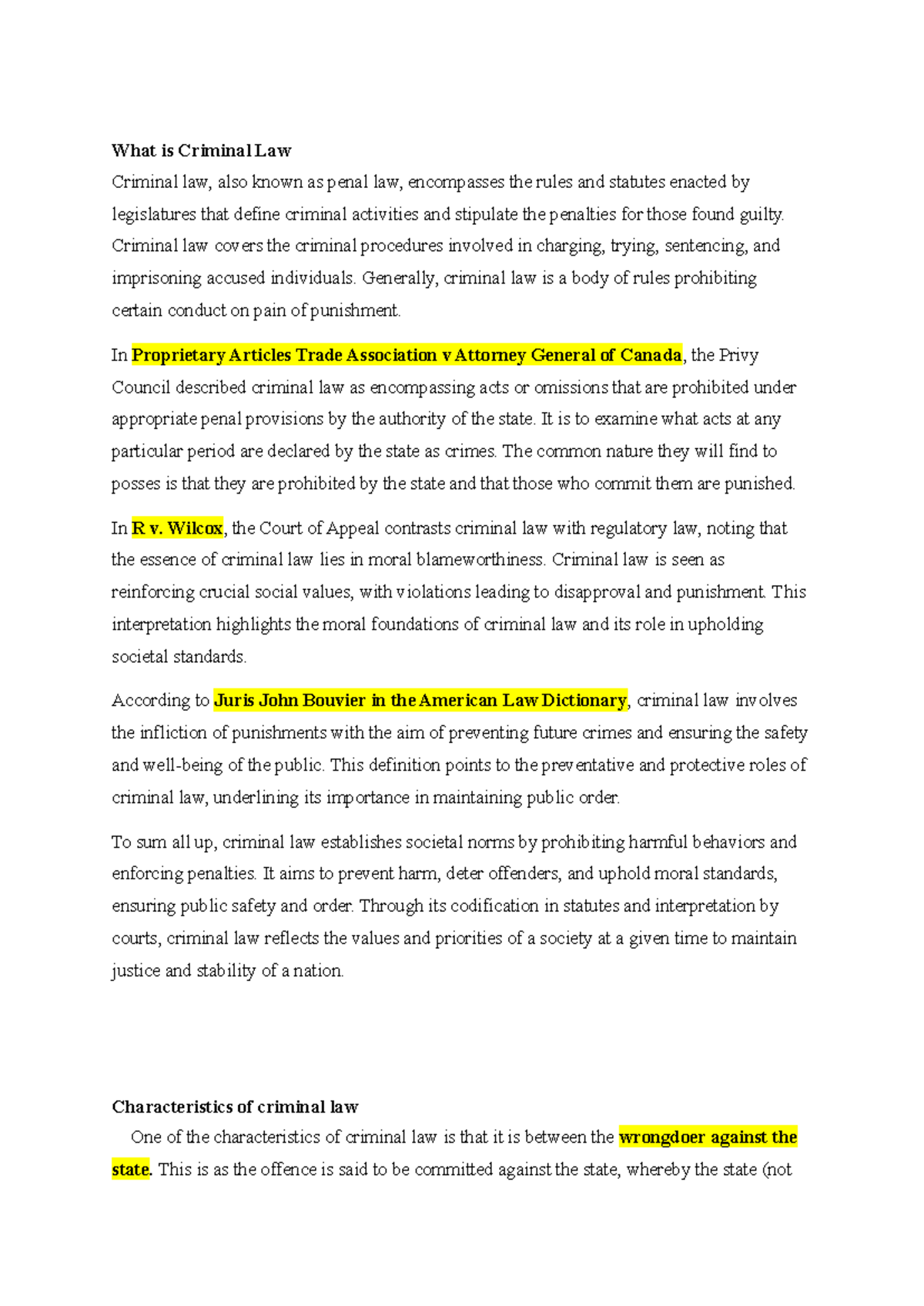 Criminal Law Overview: Key Concepts and Case Studies (LAW 101) - Studocu