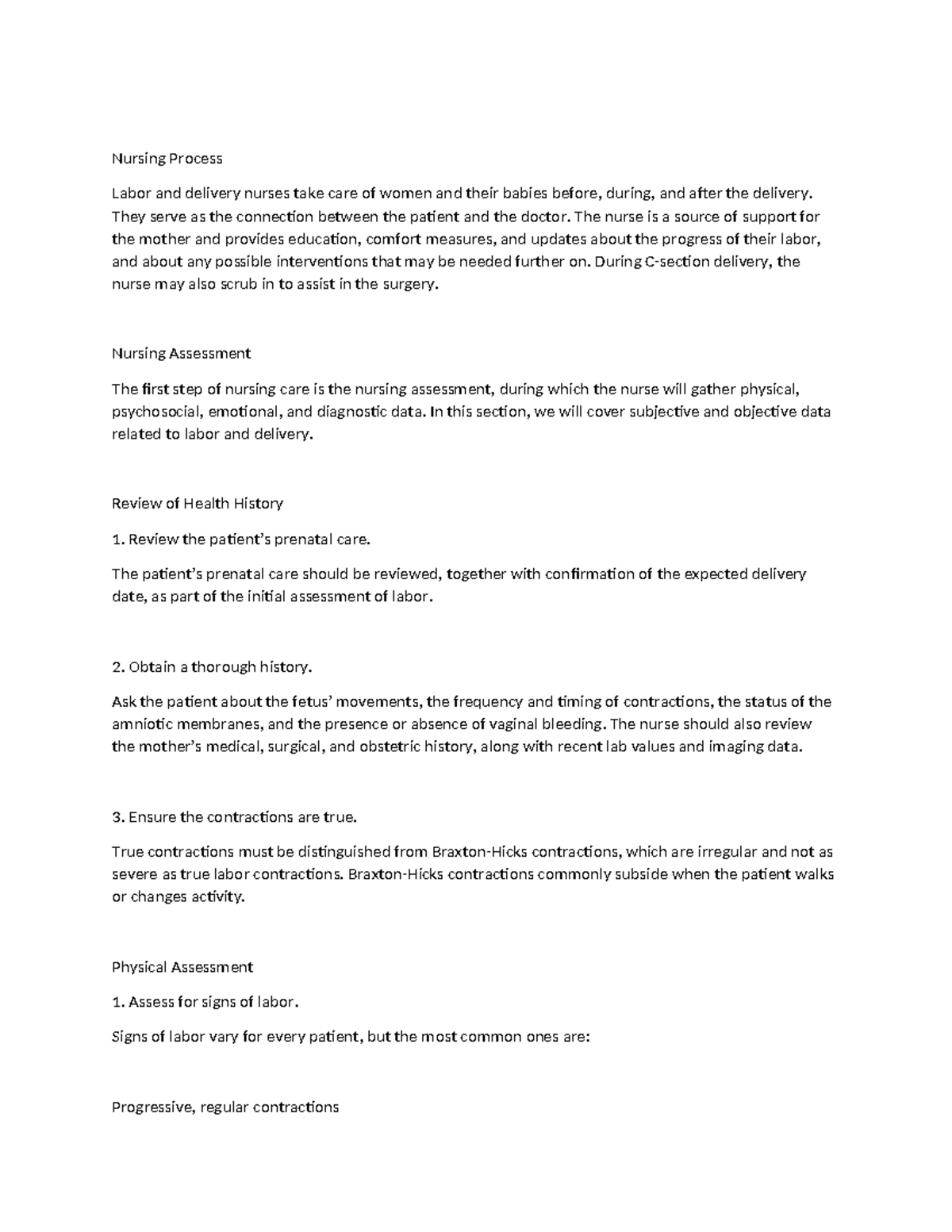 Labor & Delivery Nursing Diagnosis: Comprehensive Care Guide - Studocu