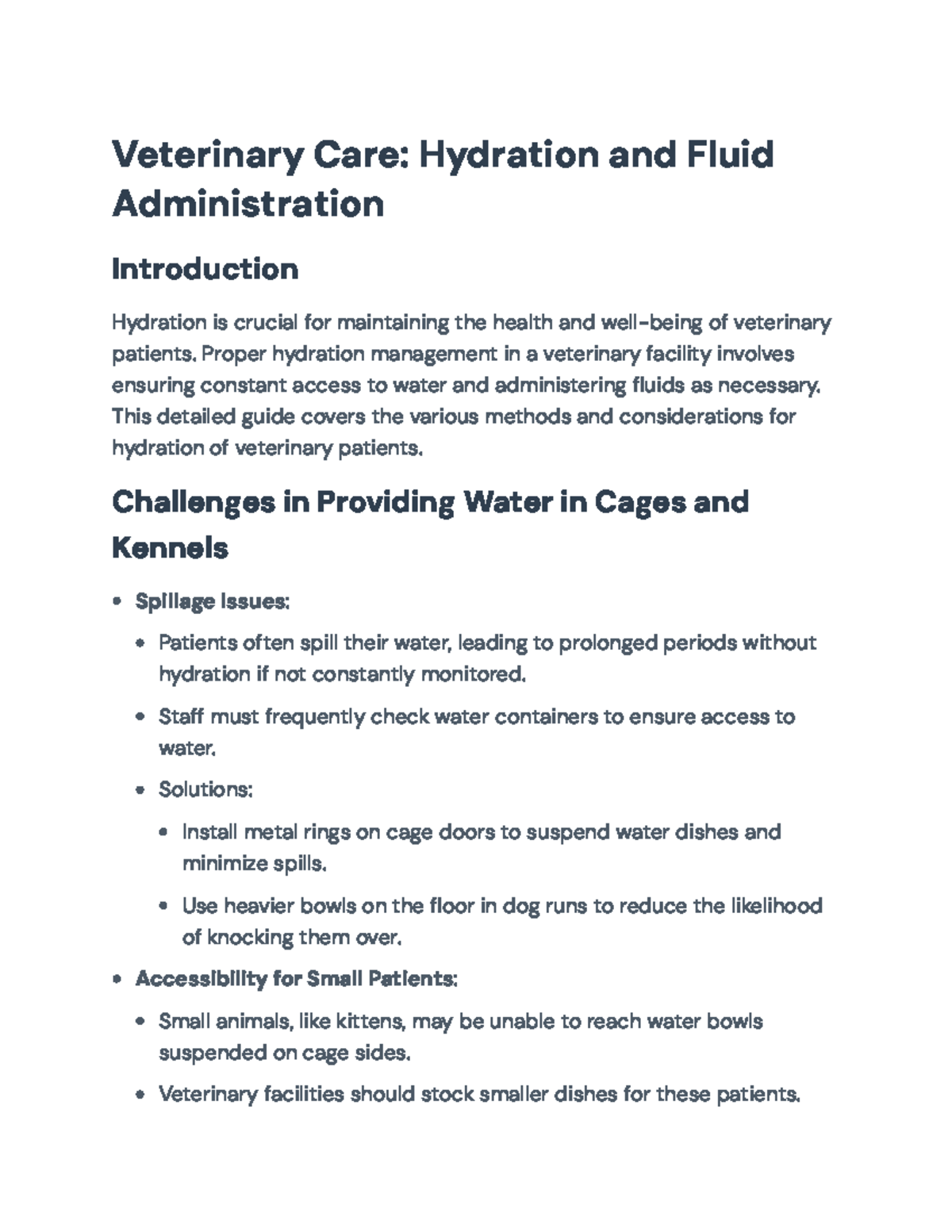 Veterinary Care: Hydration Management & Fluid Admin Techniques - Studocu
