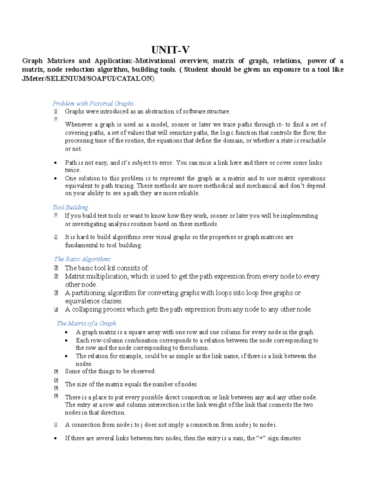 STM Unit 5 - Graph Matrices and Their Applications in Tool Building - Studocu