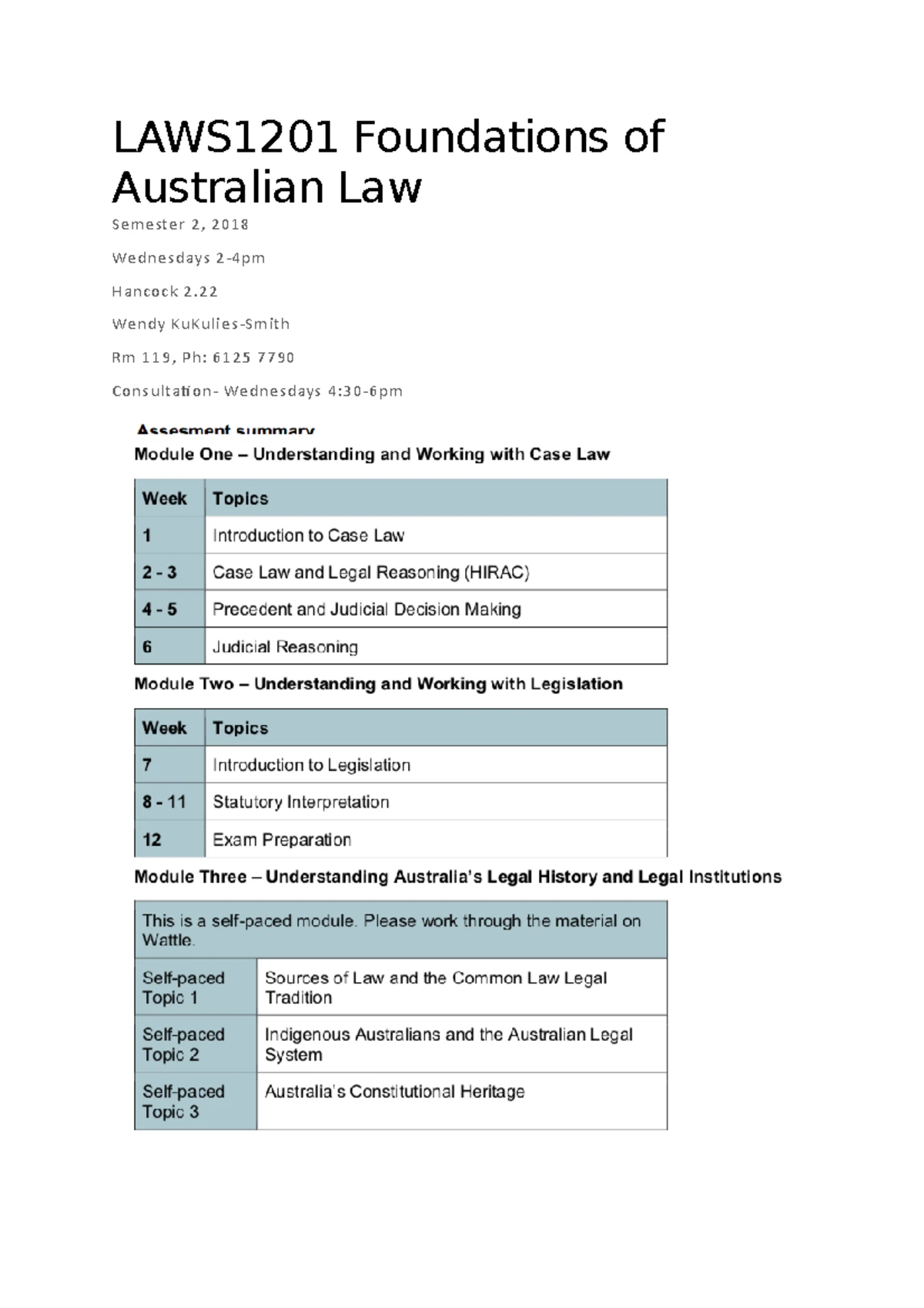 LAWS1201 Lecture Notes: Foundations of Australian Law - Weeks 1-4 - Studocu