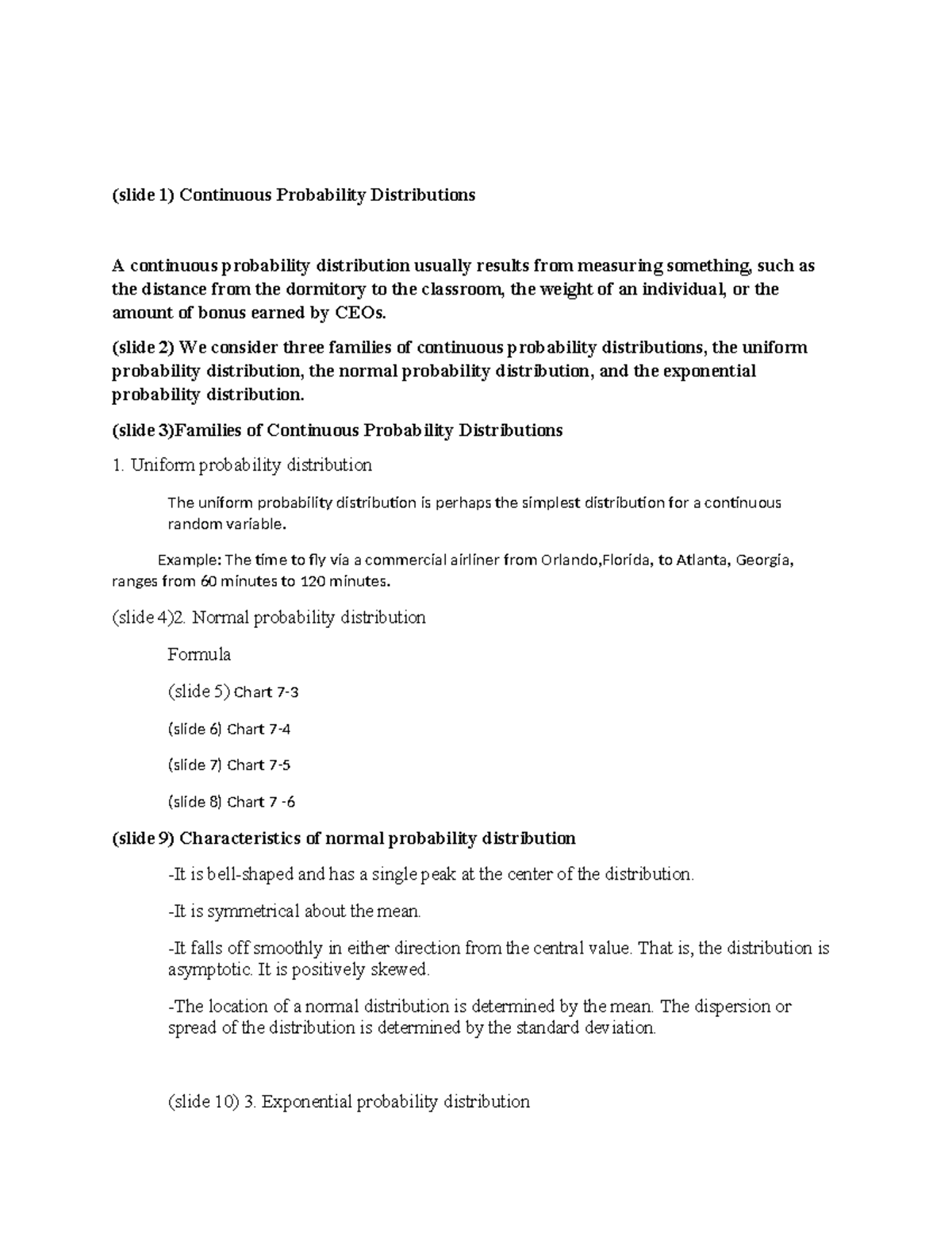 Continuous Probability Distributions: Uniform, Normal, & Exponential - Studocu