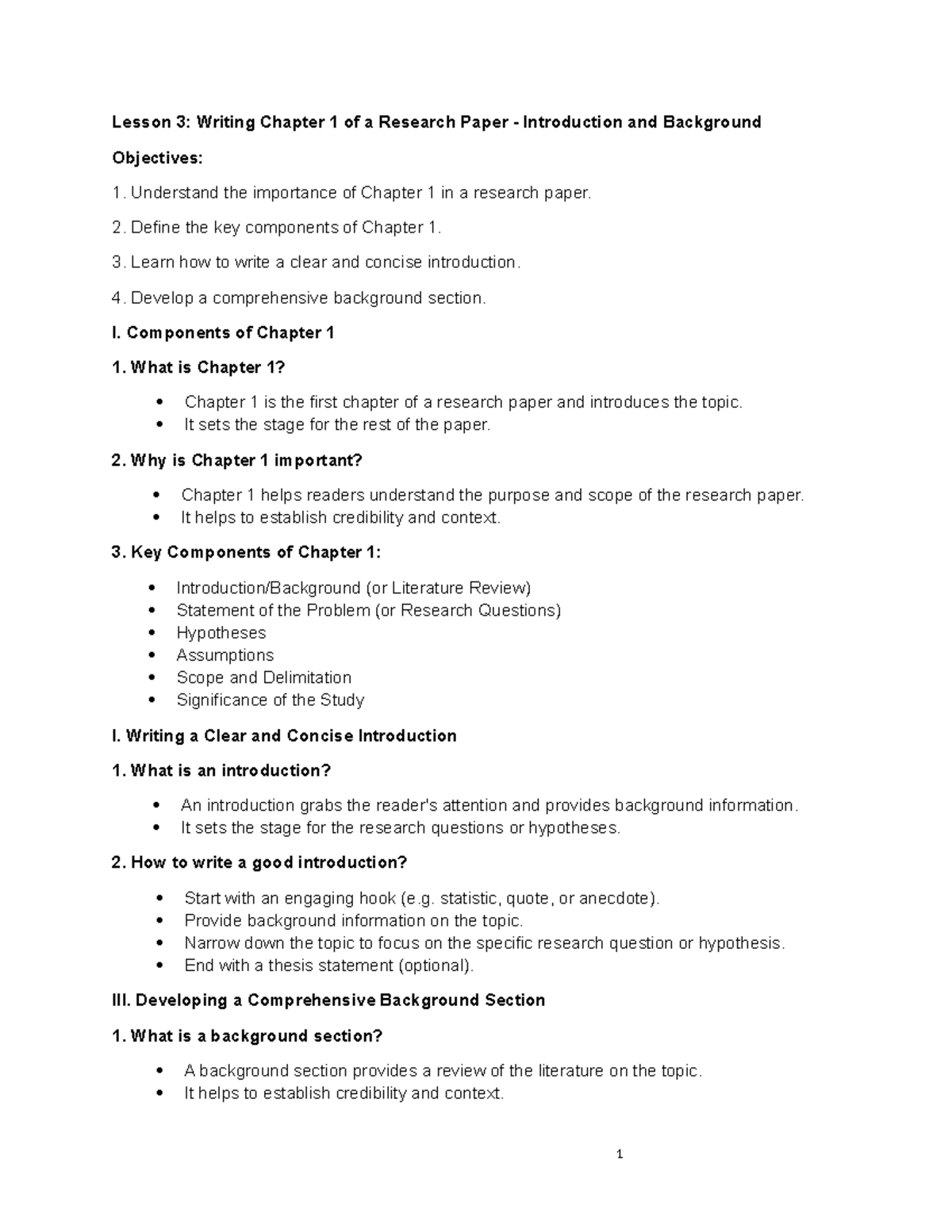 Practical Research 1 Lesson 3-4: Writing Intro & Background for Chapter ...