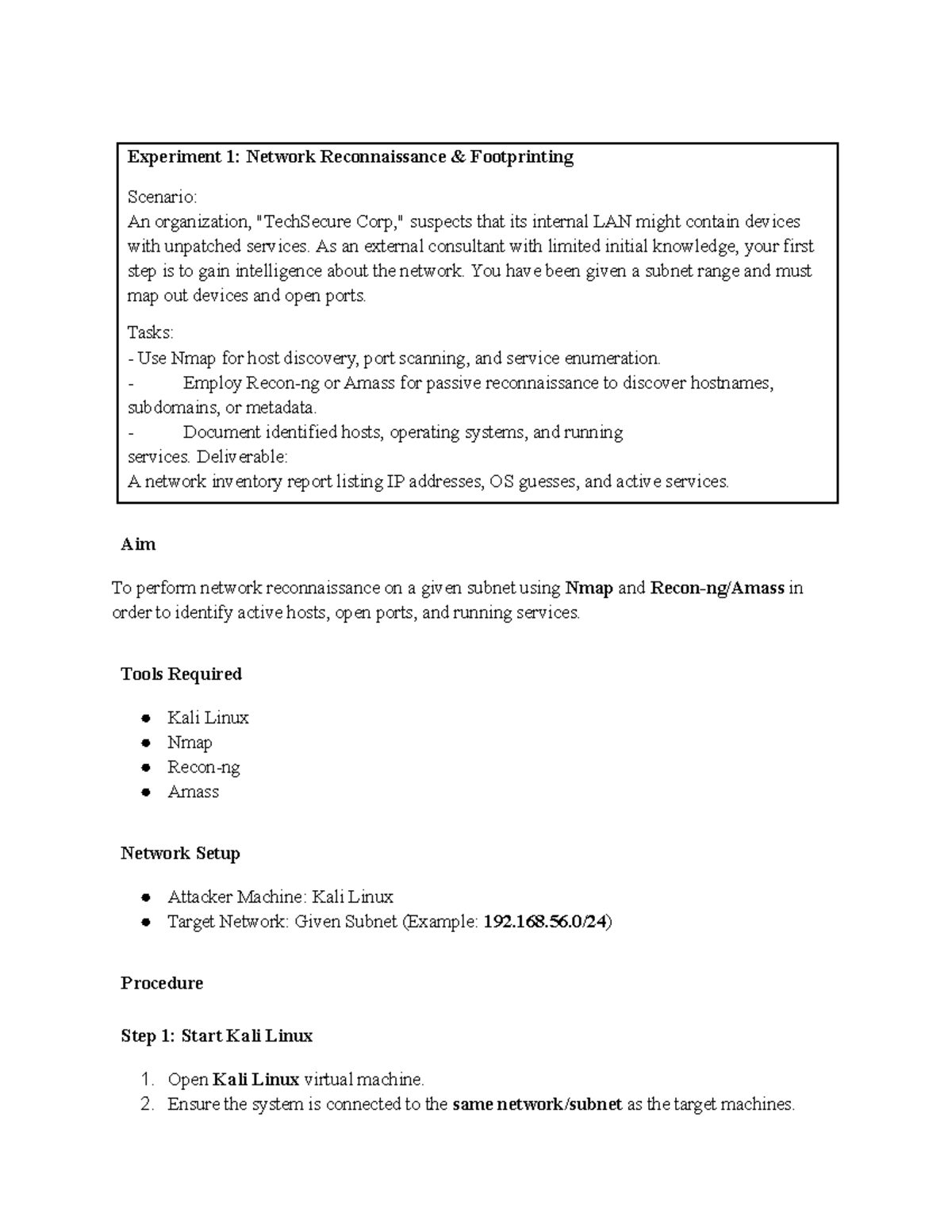 VAPT-MCA lab(23 03) - gnng - Experiment 1: Network Reconnaissance ...