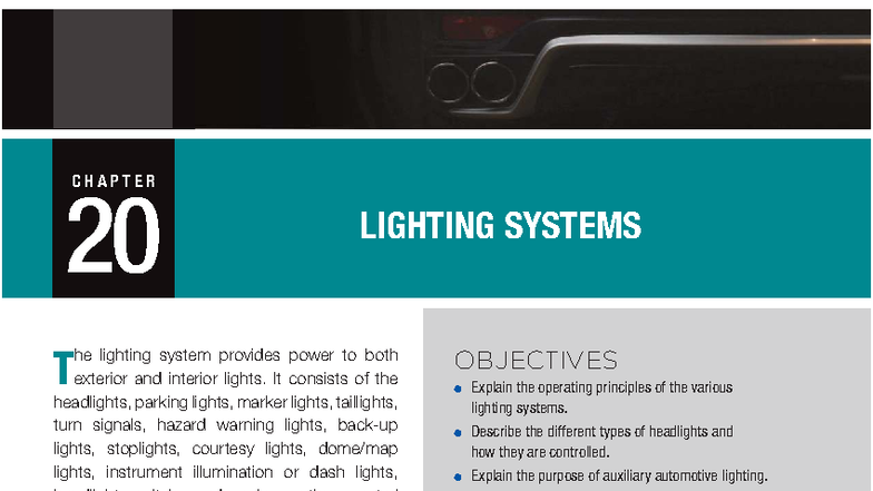 AUT 2020 CH 20: Comprehensive Guide to Automotive Lighting Systems ...