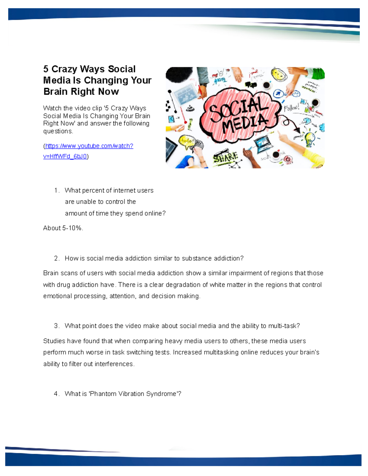 5 Crazy Ways Social Media Affects Your Brain: Video & Quiz Questions ...