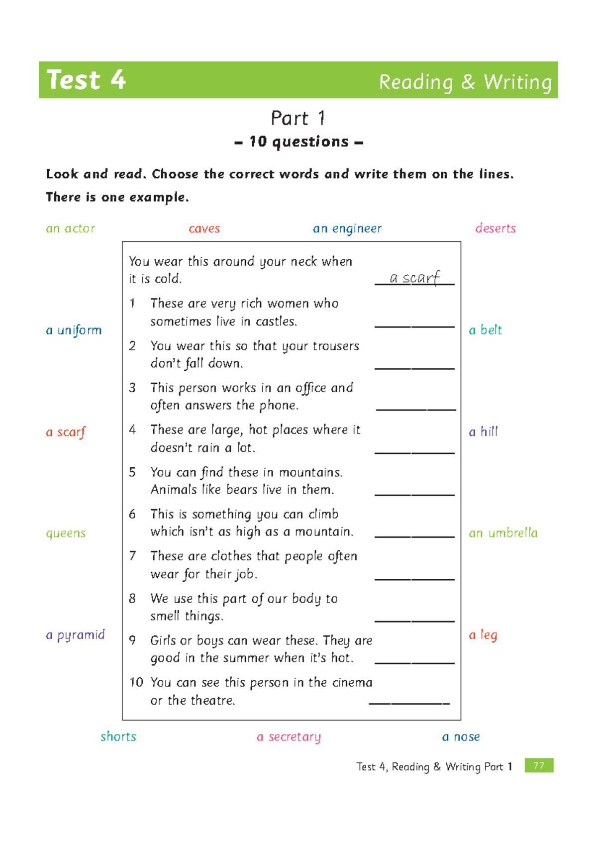 R&W Test 4 YLE Practice: Reading & Writing Exercises - Studocu