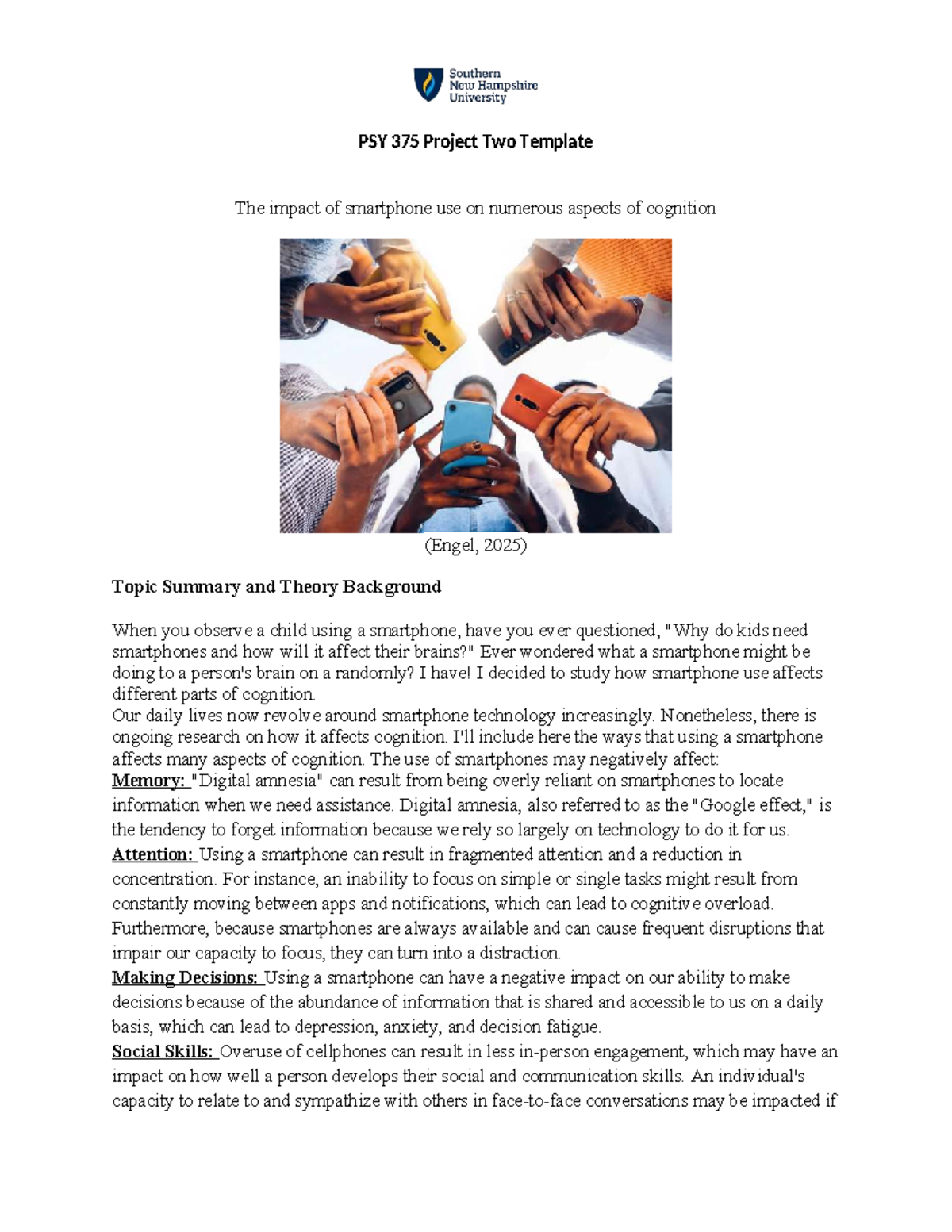PSY 375 Project Two: The Cognitive Impact of Smartphone Use - Studocu