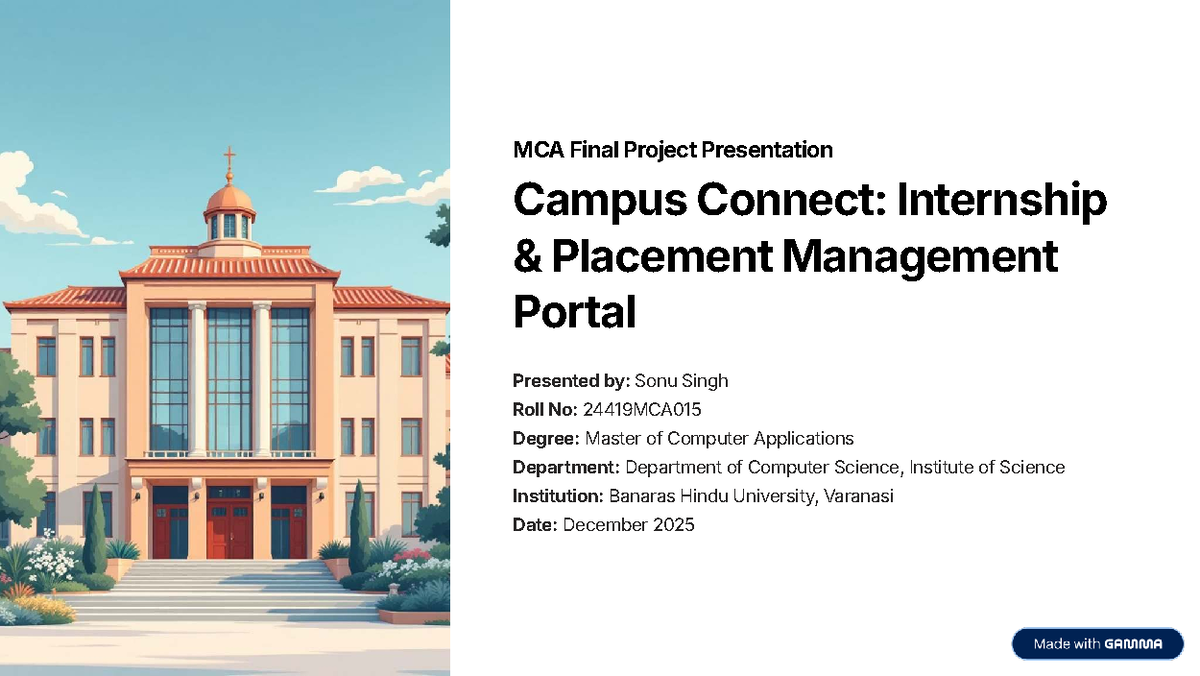 MCA Final Project Presentation: Campus Connect Portal Overview - Studocu