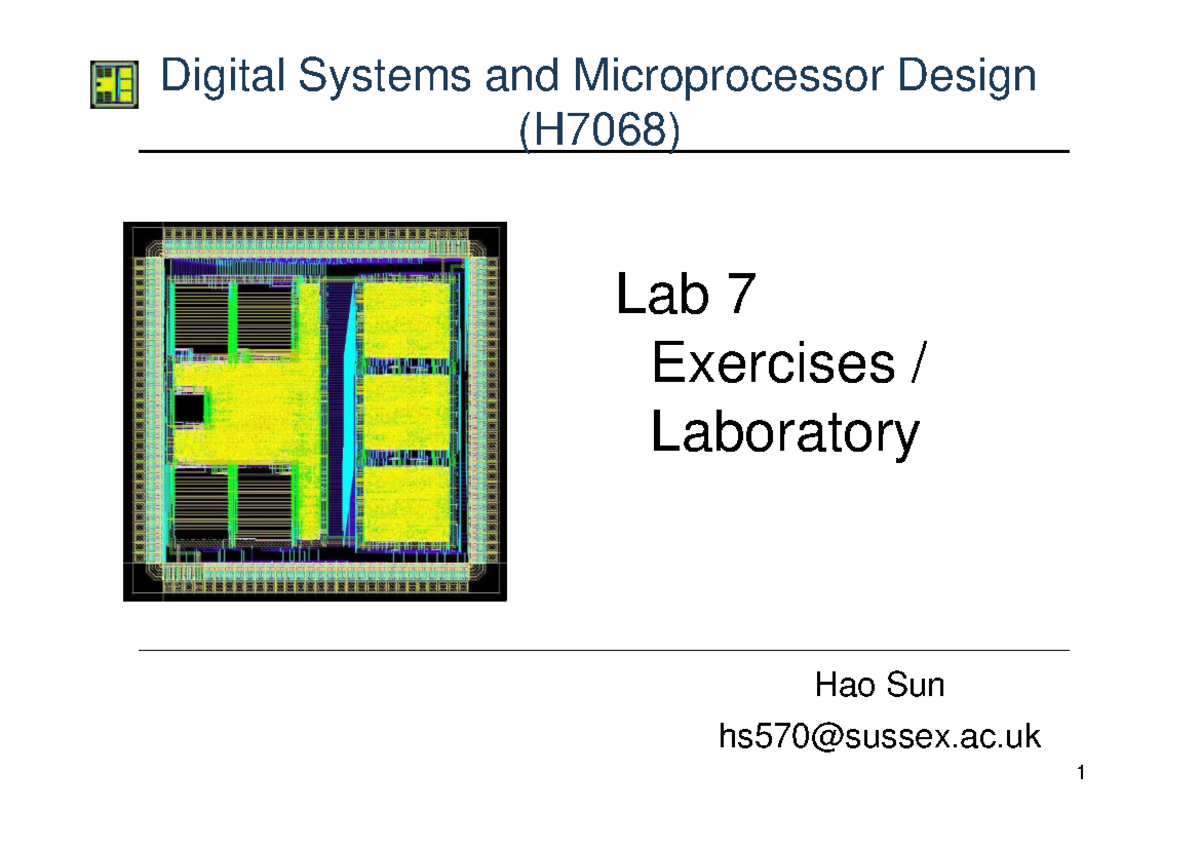 Lab 7 - Digital Systems & Microprocessor Design (H7068) Exercises - Studocu