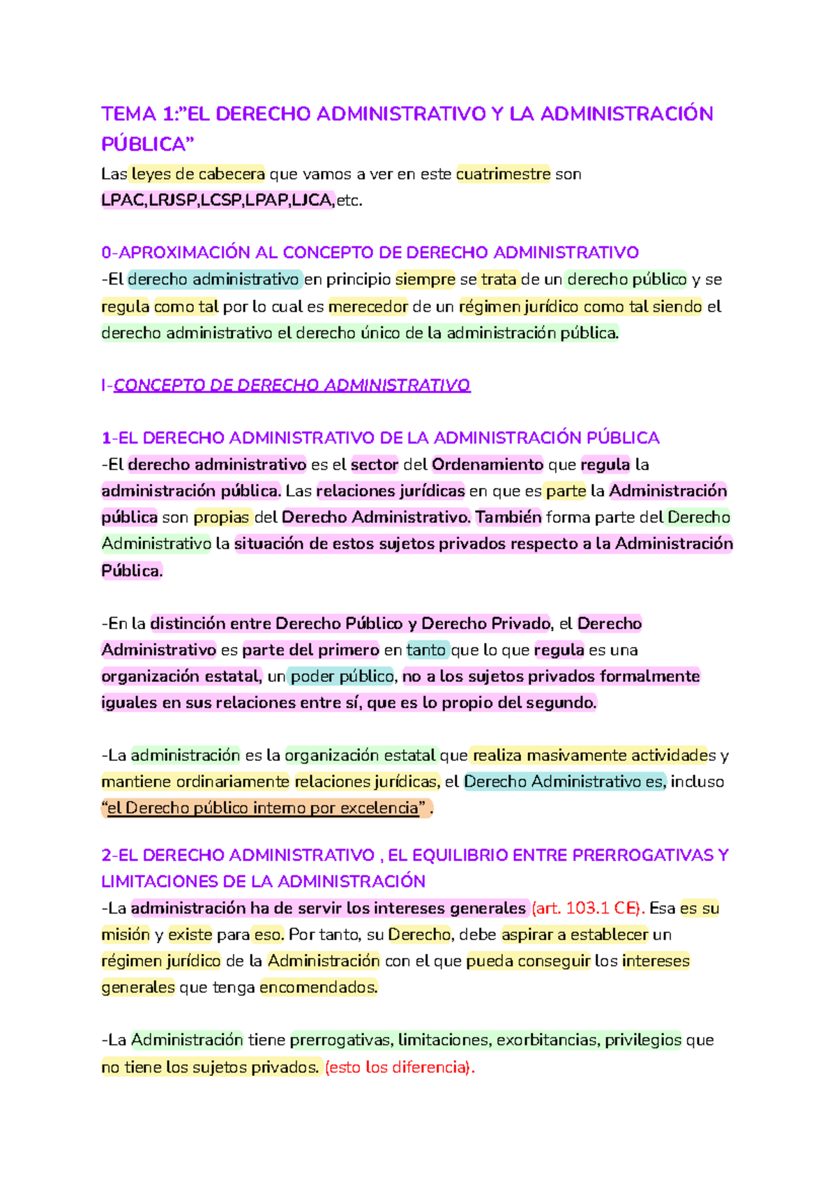 TEMA 1 - Derecho Administrativo y la Administración Pública (ADM I) - Studocu
