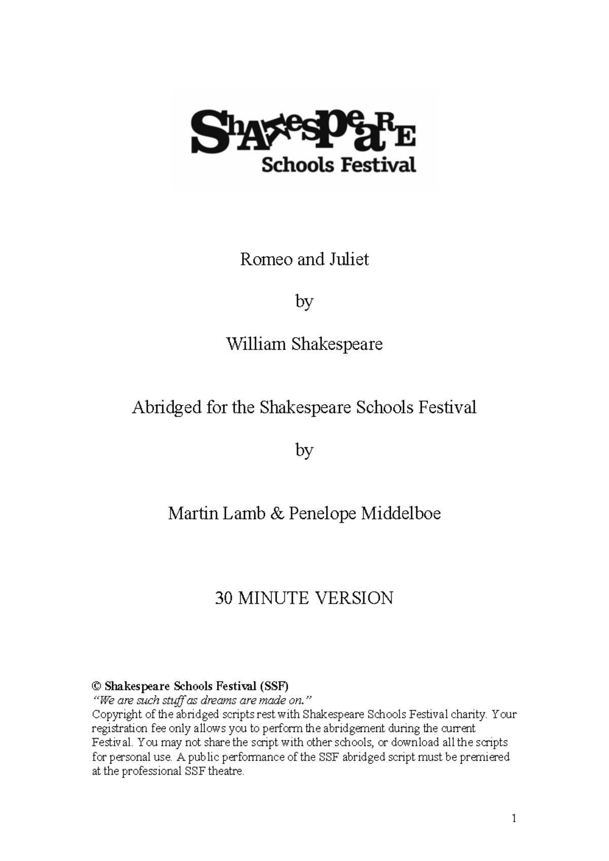 Romeo and Juliet English Play Script for Grade 9 Learners - Romeo and ...