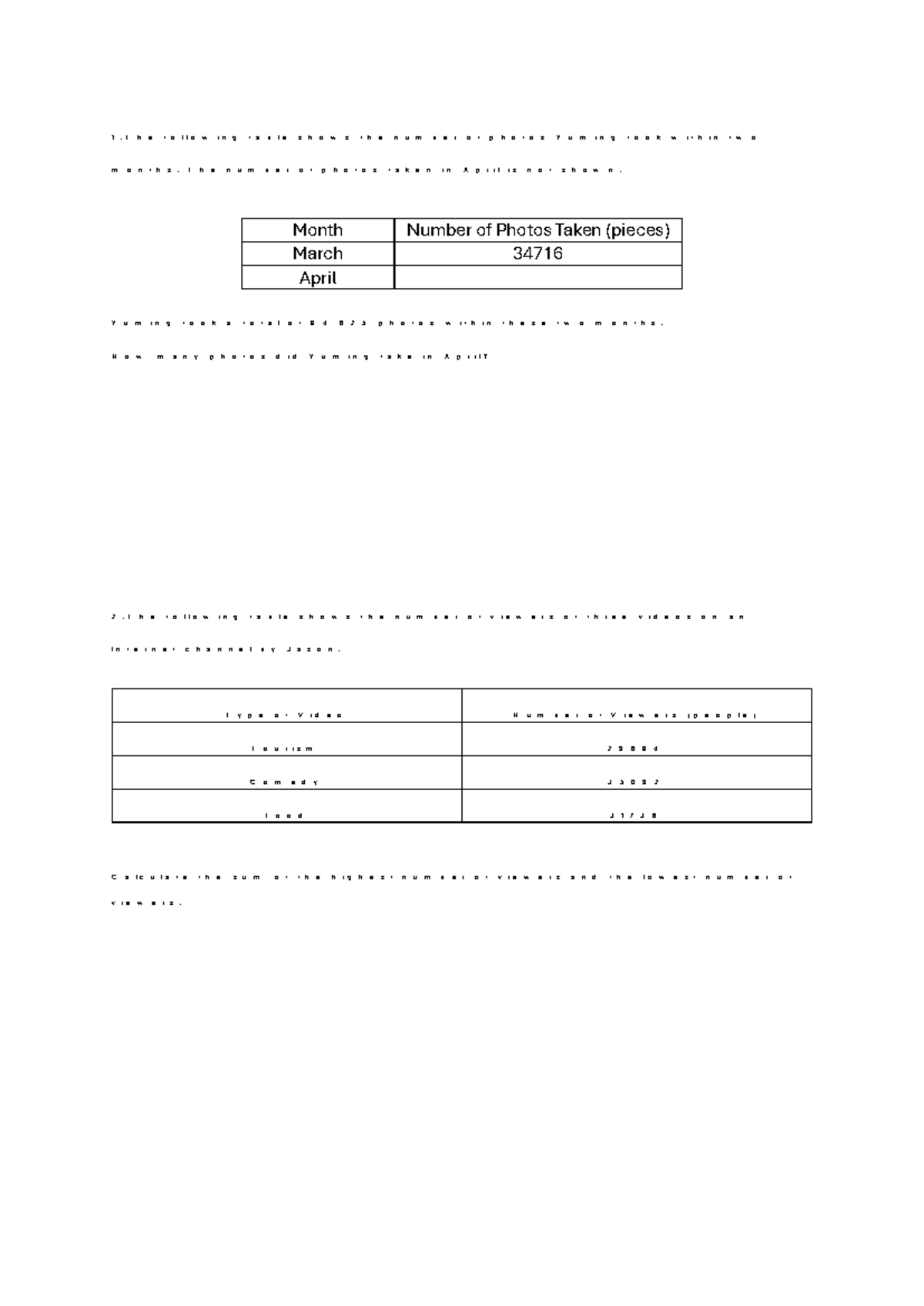 Y4 Math Problem Solving: Exercises & Solutions Set 1 - Studocu