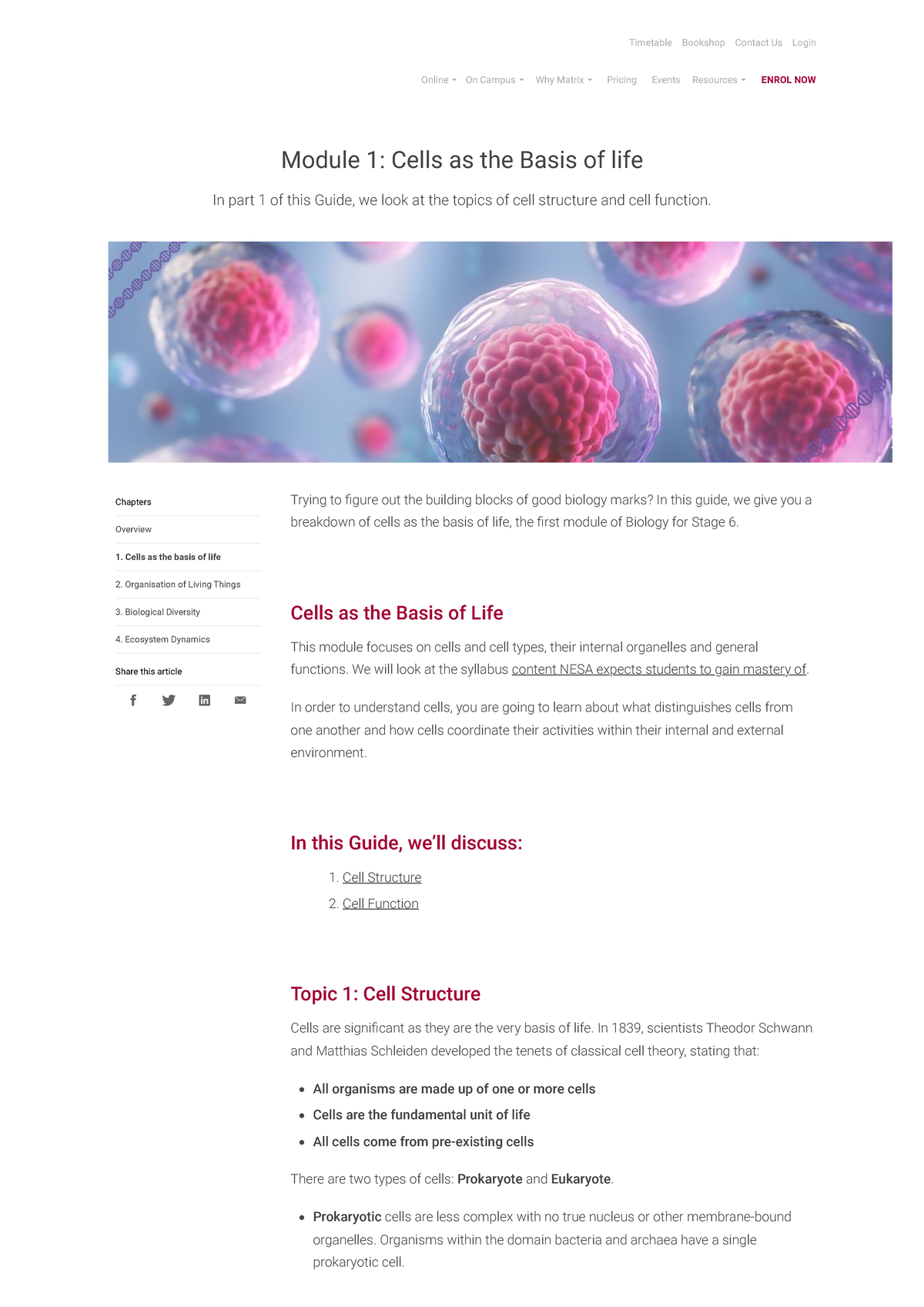 Year 11 Bio Module 1: Cells as the Basis of Life Study Guide - Studocu