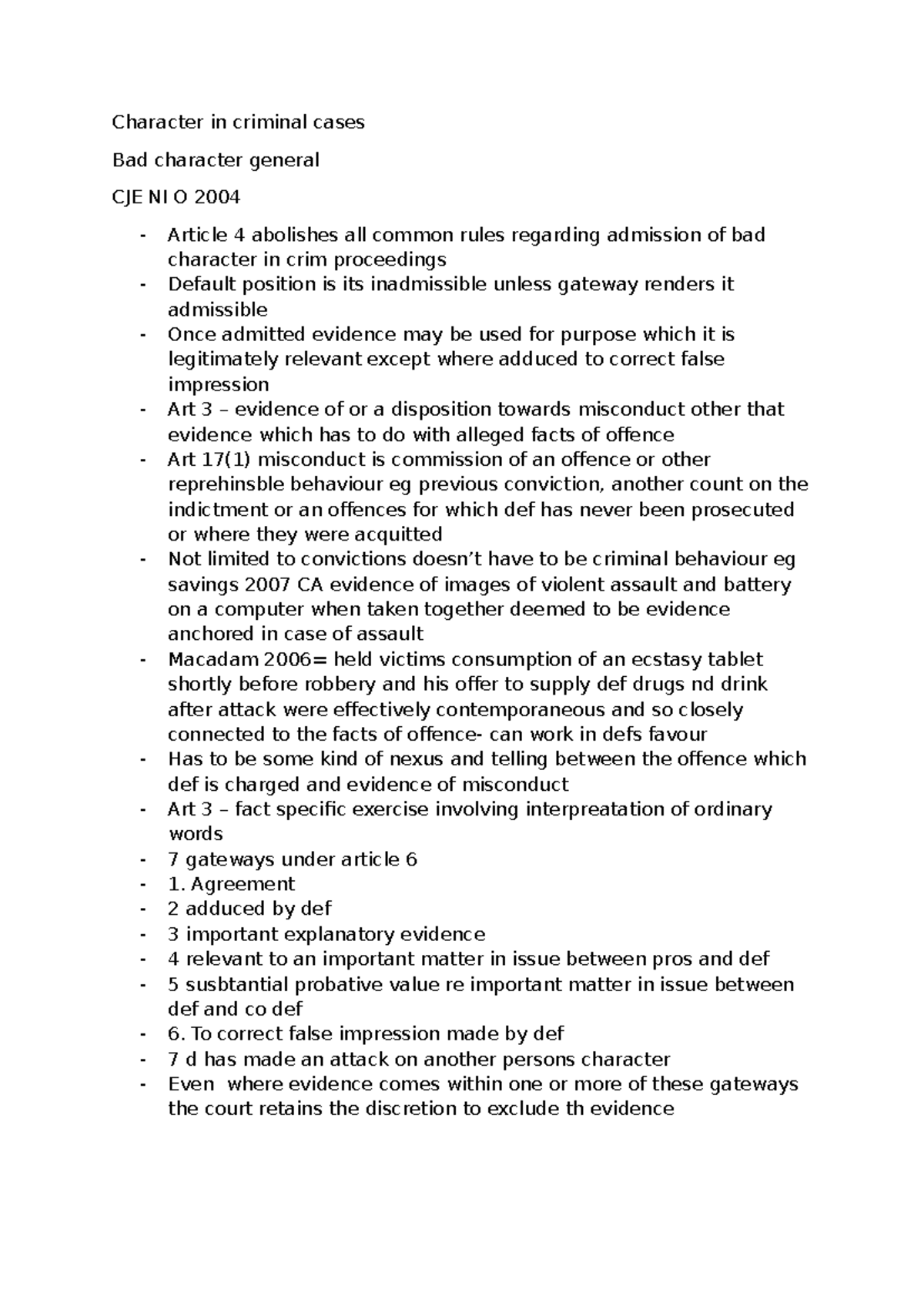 CJE NI O 2004: Understanding Bad Character Evidence in Criminal Cases ...