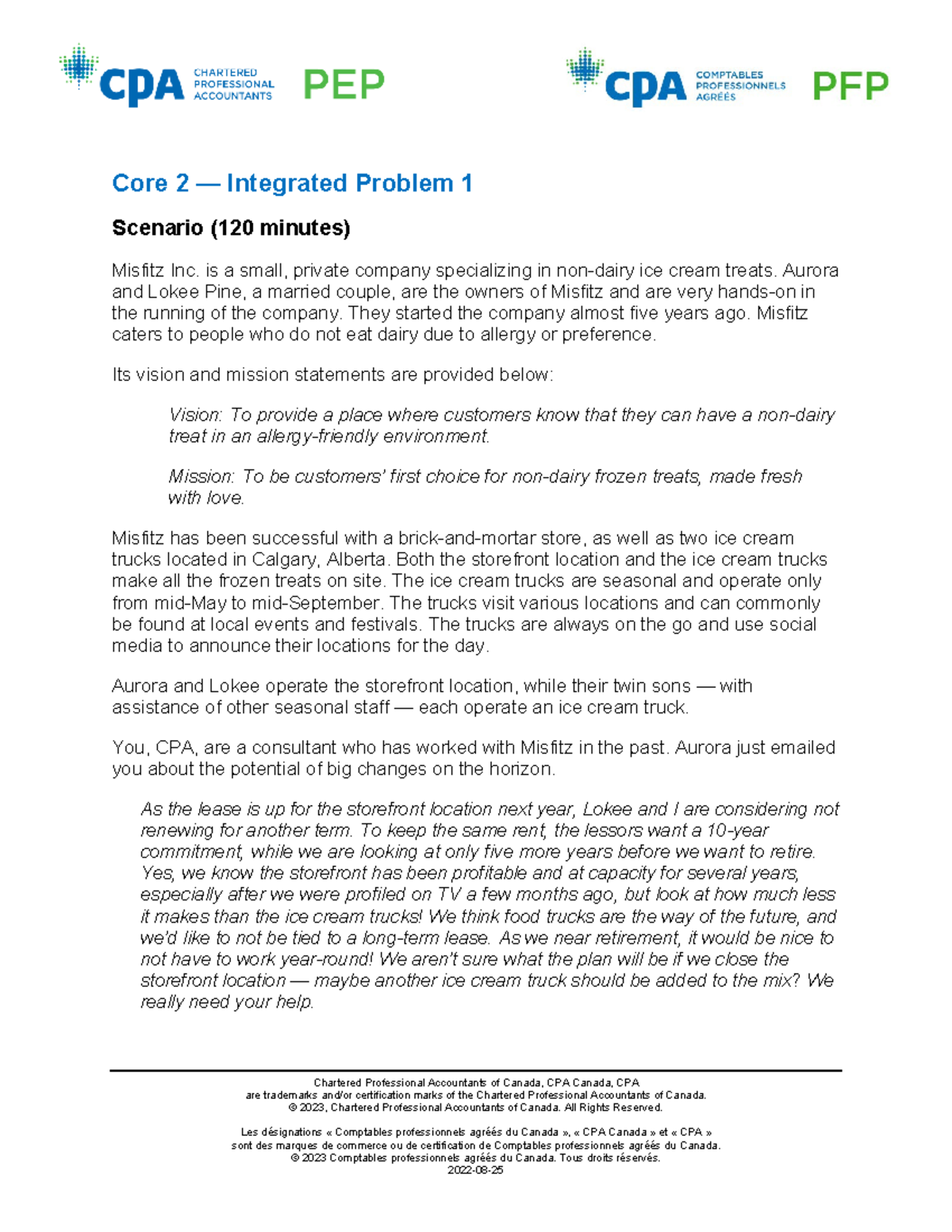 IP01 - Core 2 Case Study: Integrated Business Problem of Misfitz Inc ...
