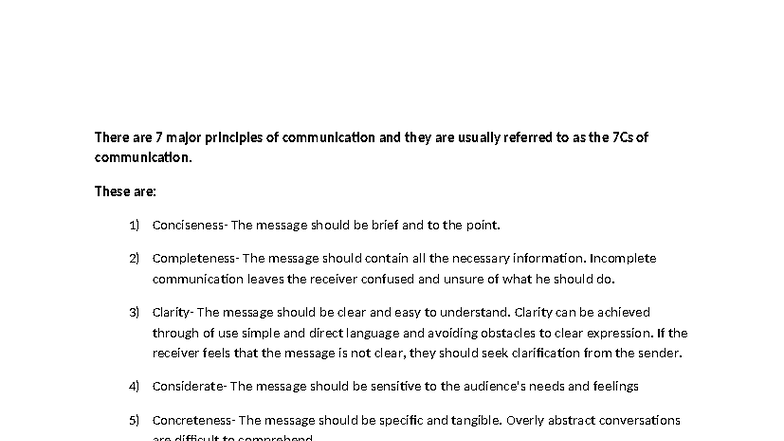 7Cs of Communication: Key Principles Explained - Studocu