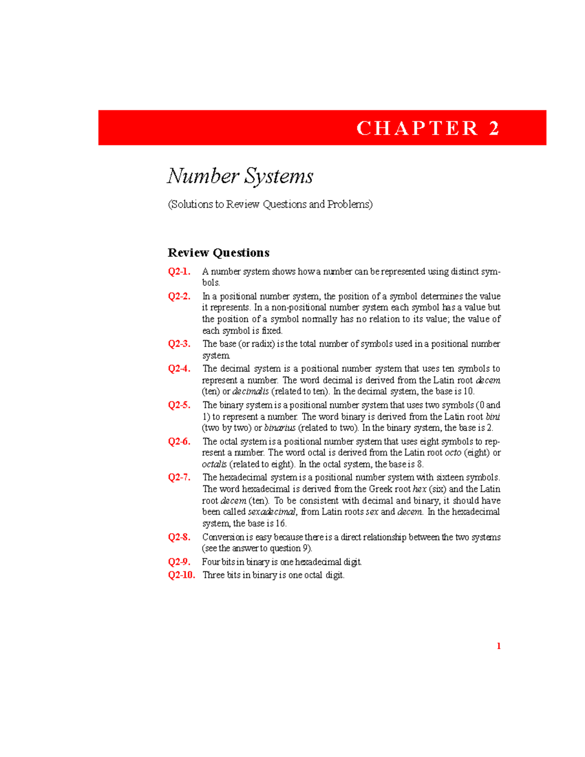 Chapter - TEXTBOOK SOLUTIONS - 1 C H A P T E R 2 Number Systems ...