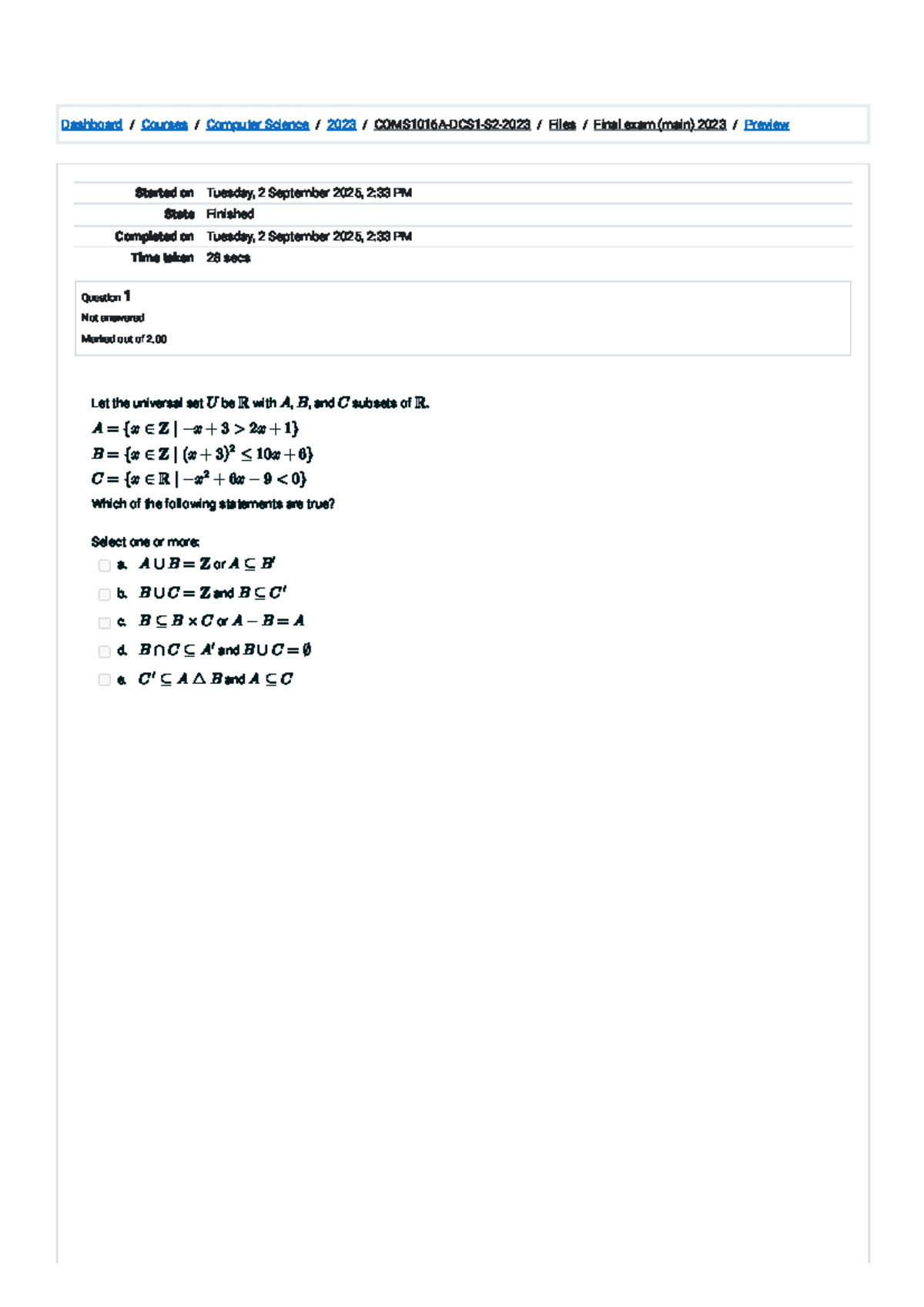 DCS 2023 Final Exam Practice for Computer Science Students - Studocu