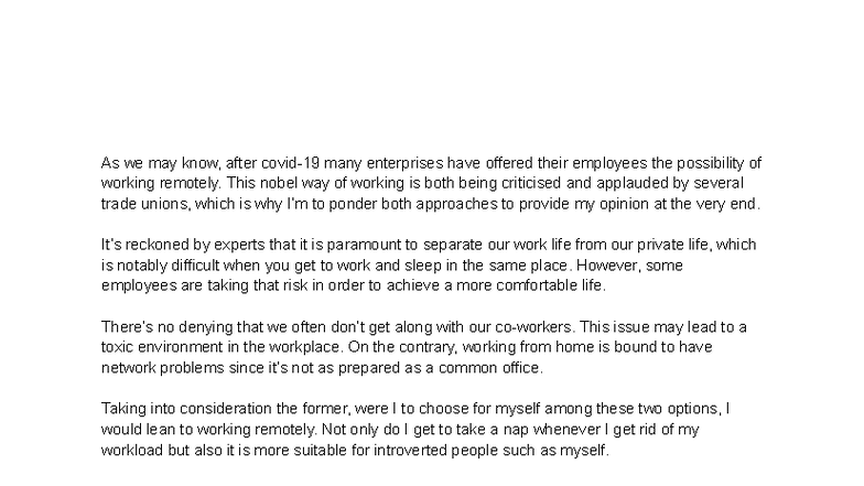 Remote Work Perspectives: Balancing Comfort and Challenges - Studocu