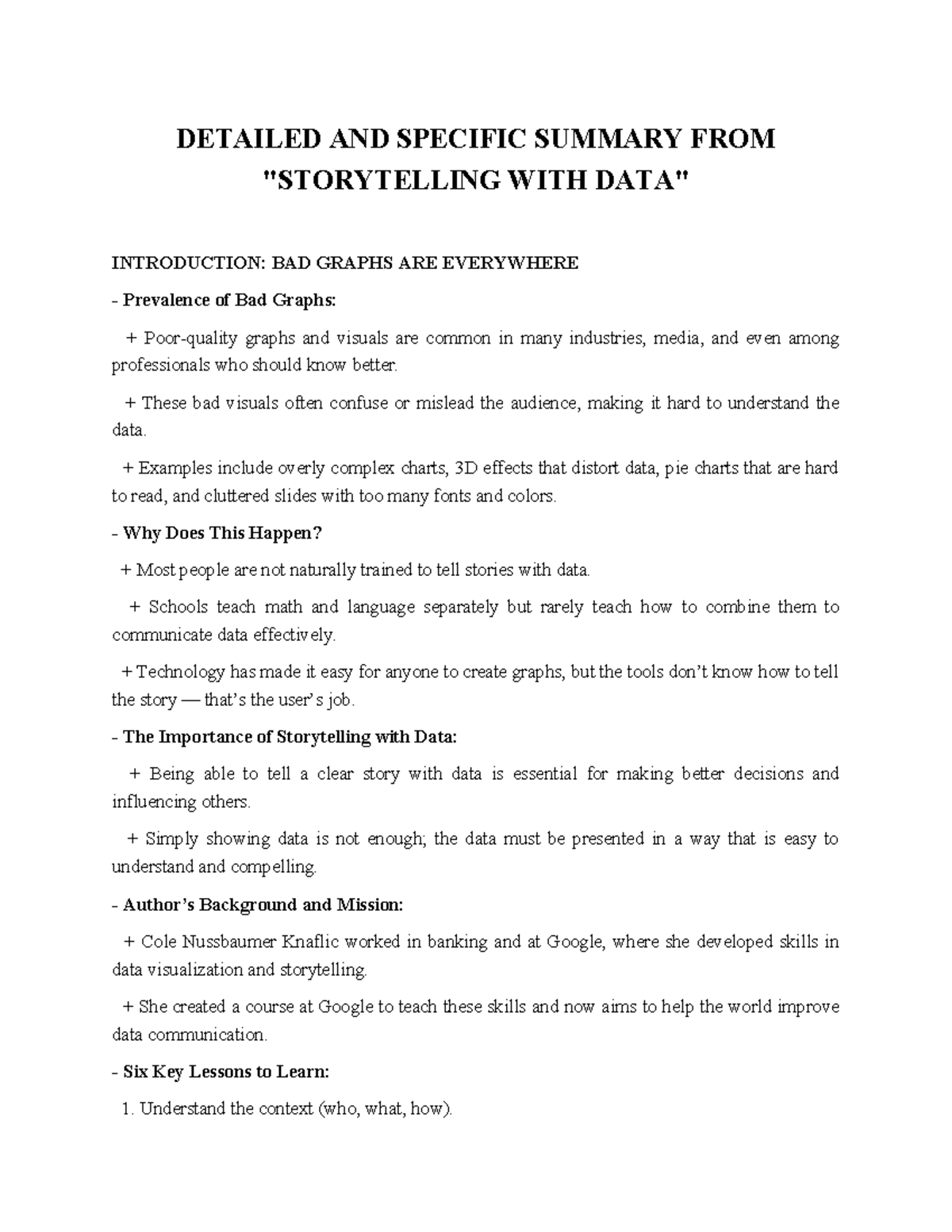 Storytelling with Data: Understanding Bad Graphs and Their Impact - Studocu
