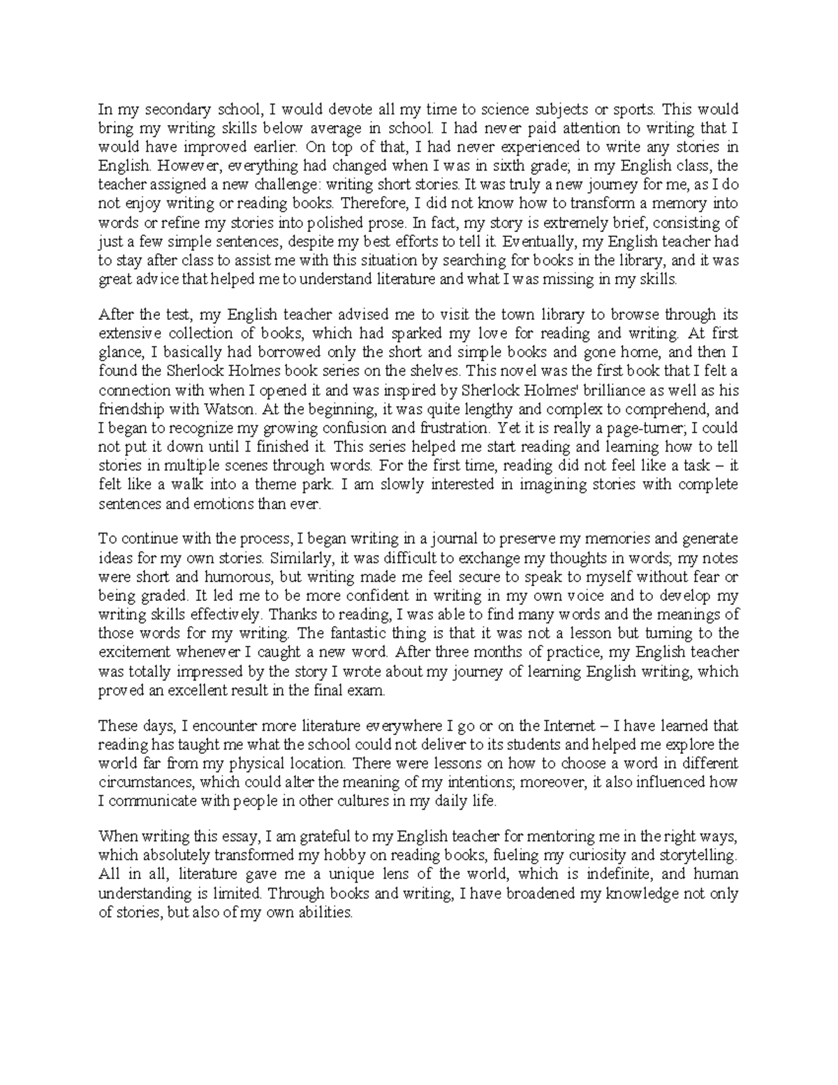 English Composition 1 - Task 1: My Journey to Embrace Writing and ...