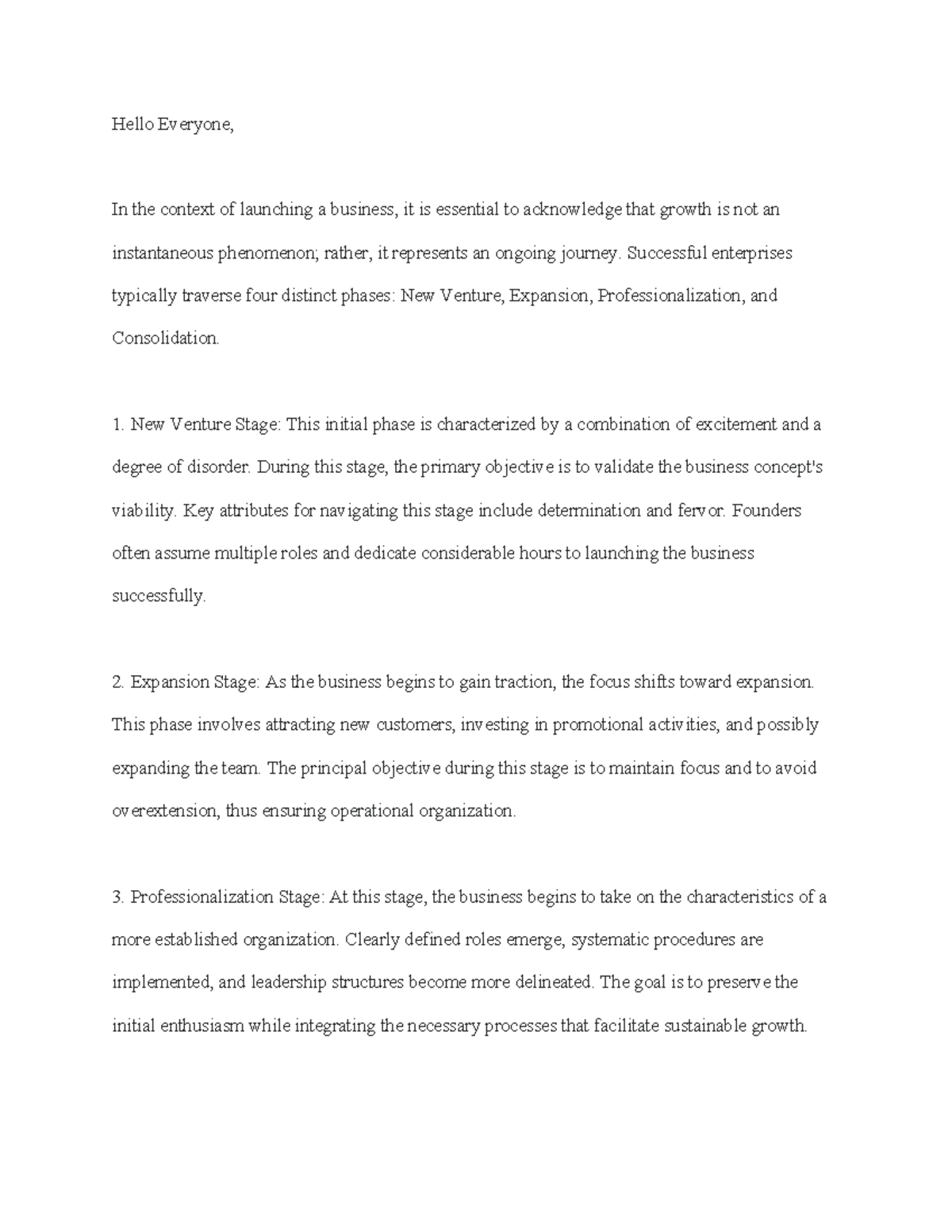 Bus 435 Week 3 DB: Phases of Business Growth Explained - Studocu