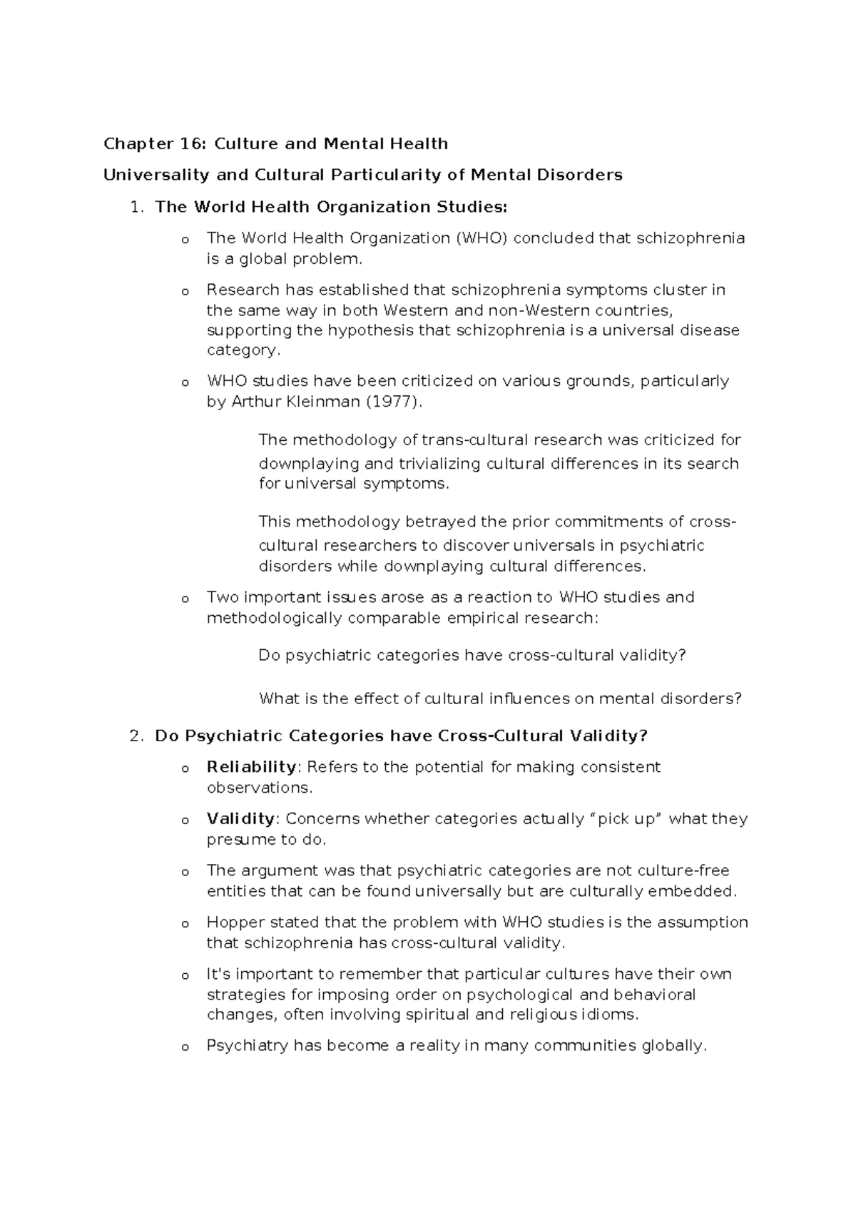 Chapter 16: Culture and Mental Health in DSM-5 Analysis - Studocu