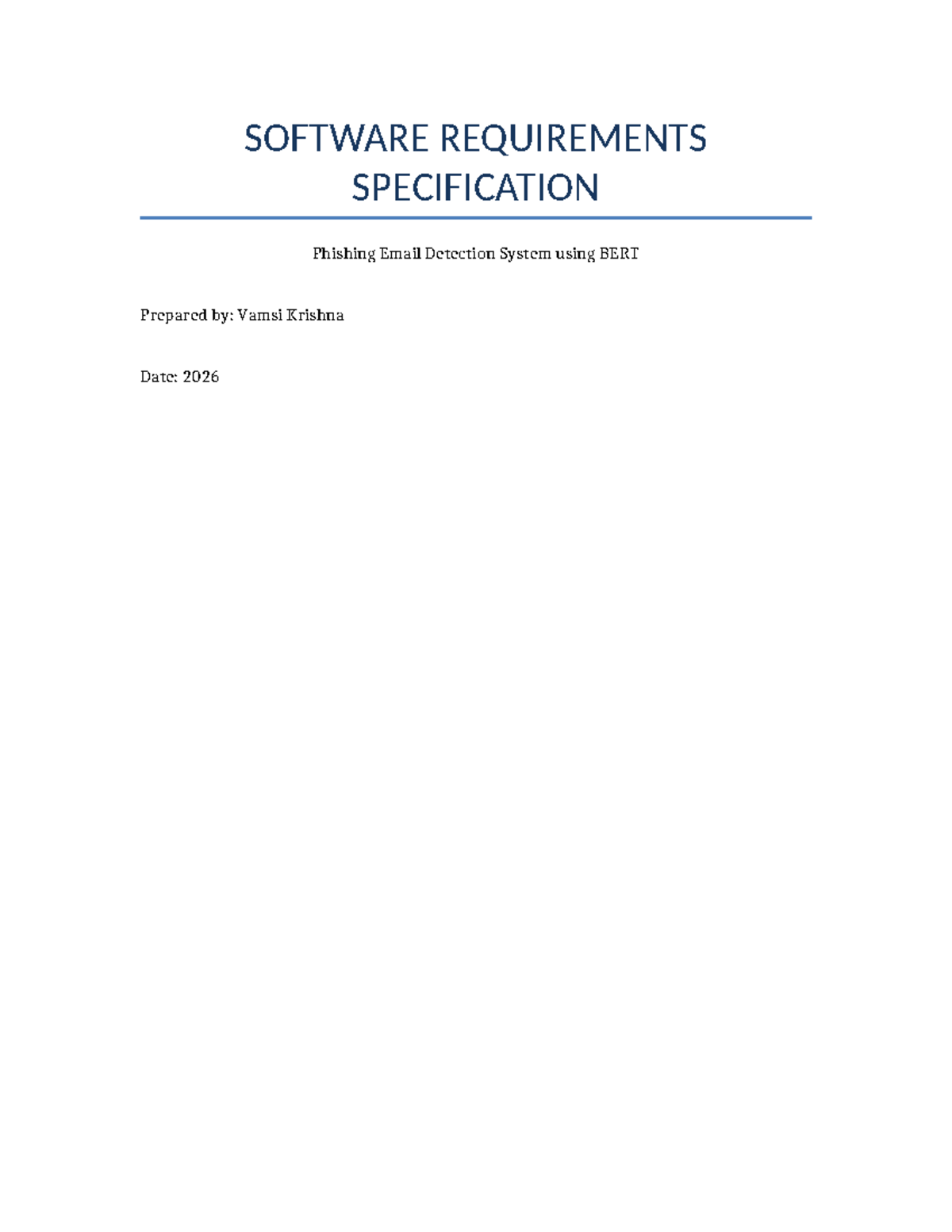 Advanced SRS for Phishing Email Detection System using BERT - Studocu