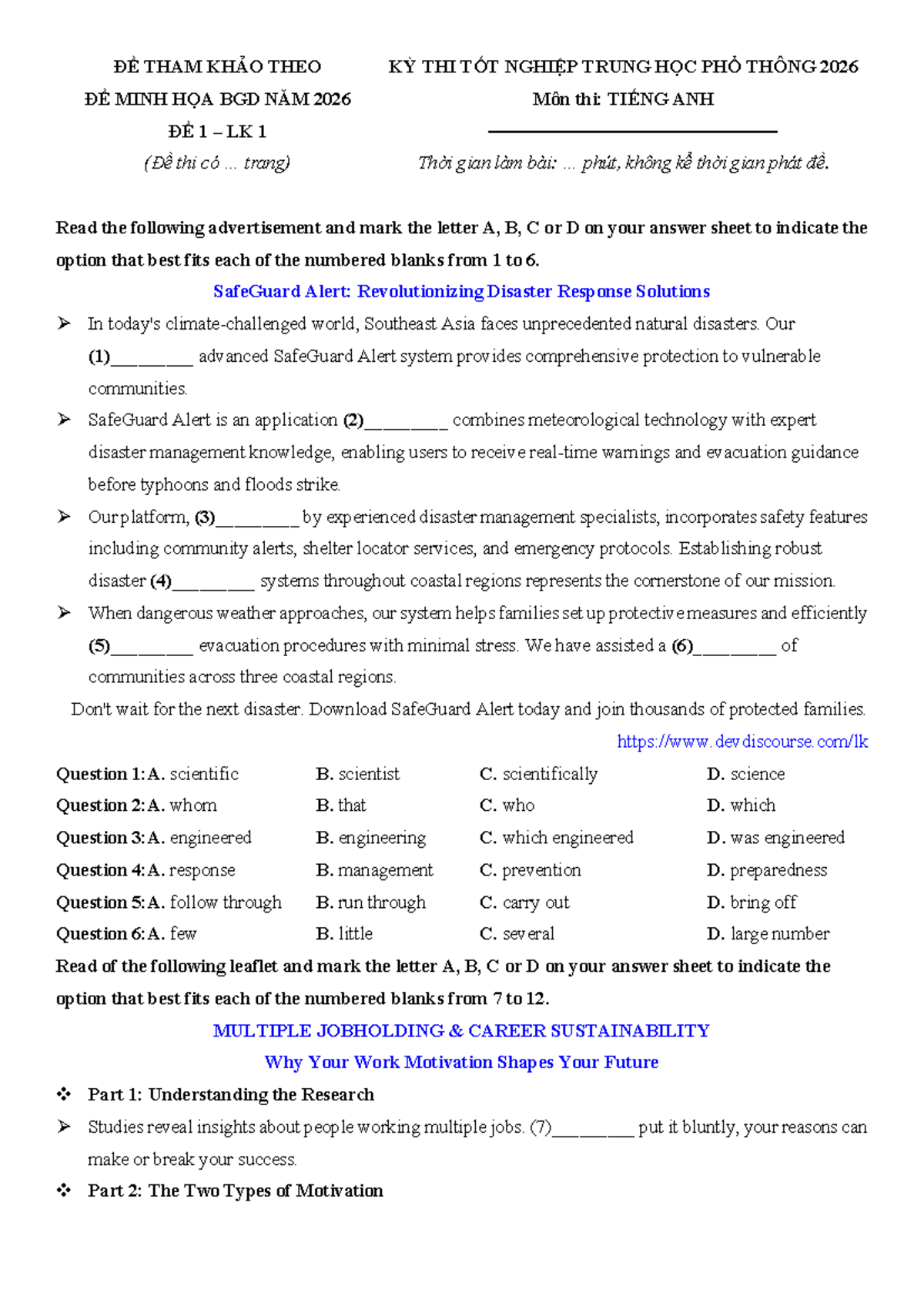 Lk1 2026 - Final Exam Sample Questions for English Subject - Studocu