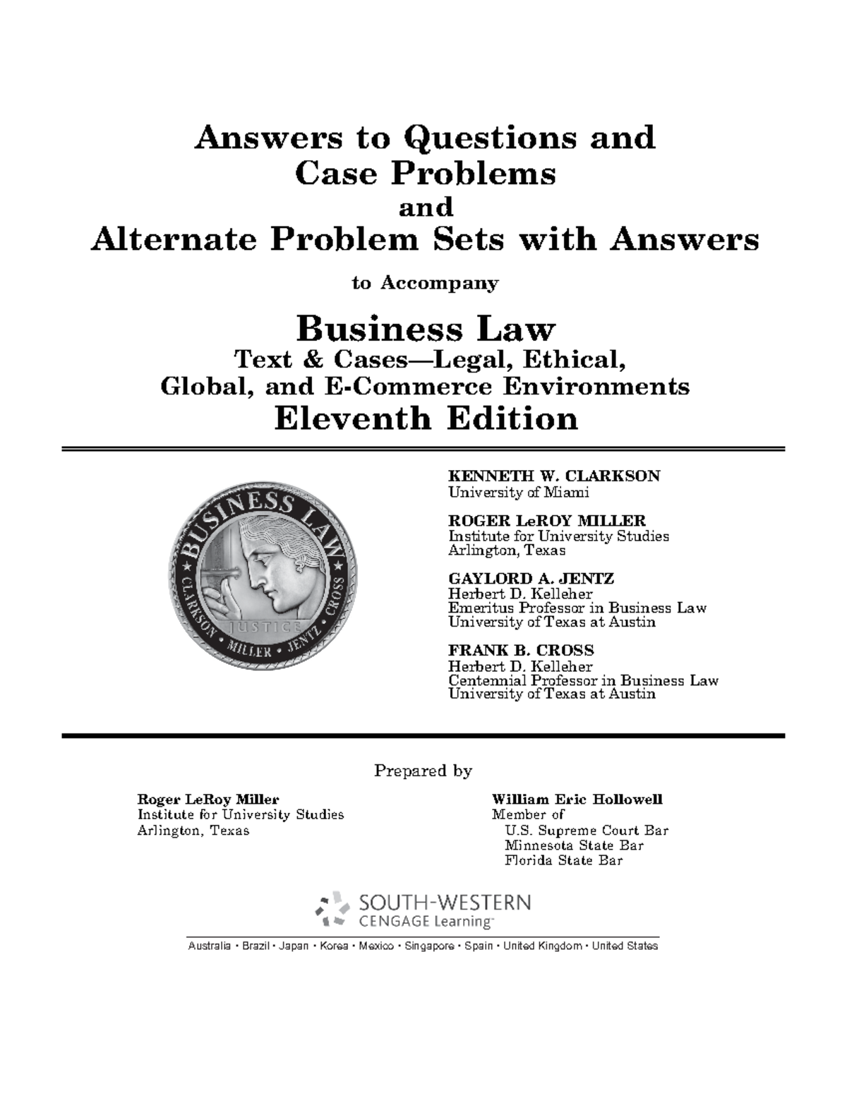 Business Law (BLW 101): Answers to Questions & Case Problems - Studocu