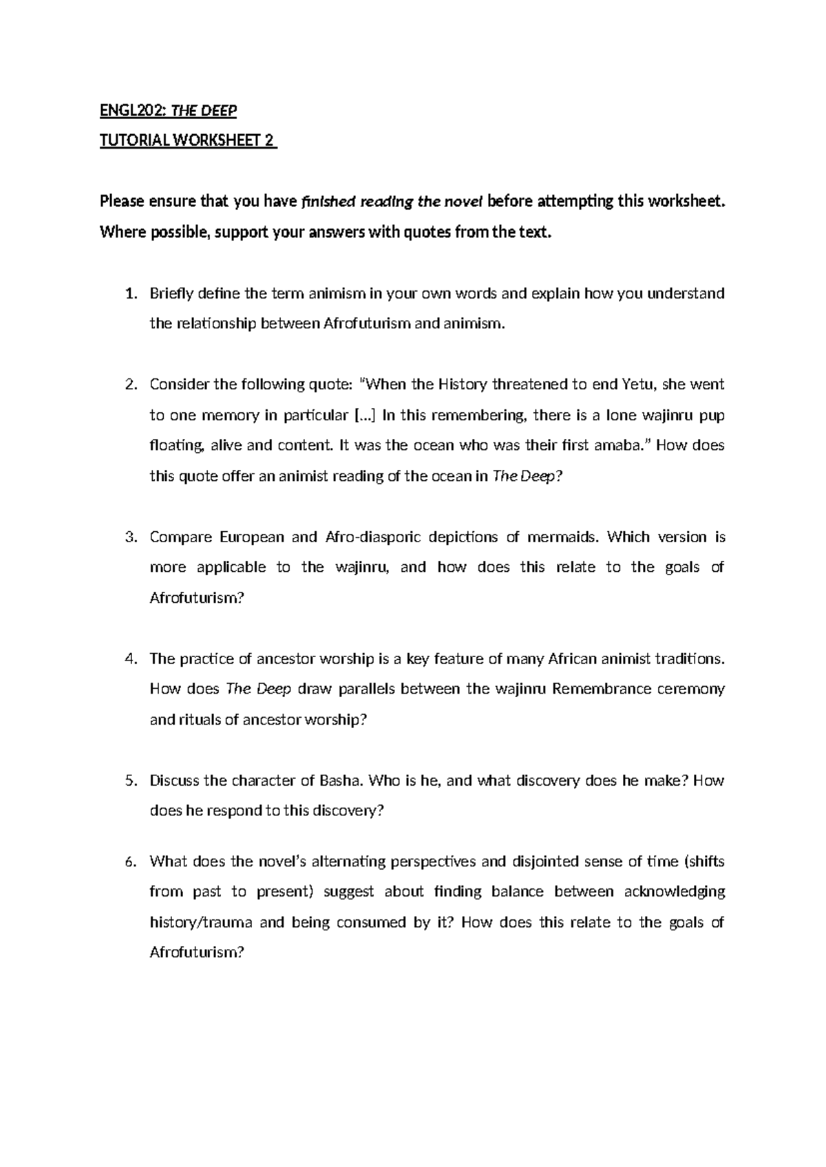 The Deep Tut Worksheet 2 new - ENGL202: THE DEEP TUTORIAL WORKSHEET 2 ...