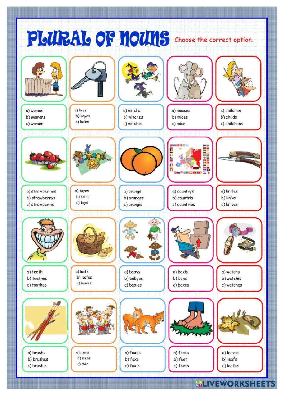 Worksheet 1962673 - ASD: Plural Nouns Practice - Studocu