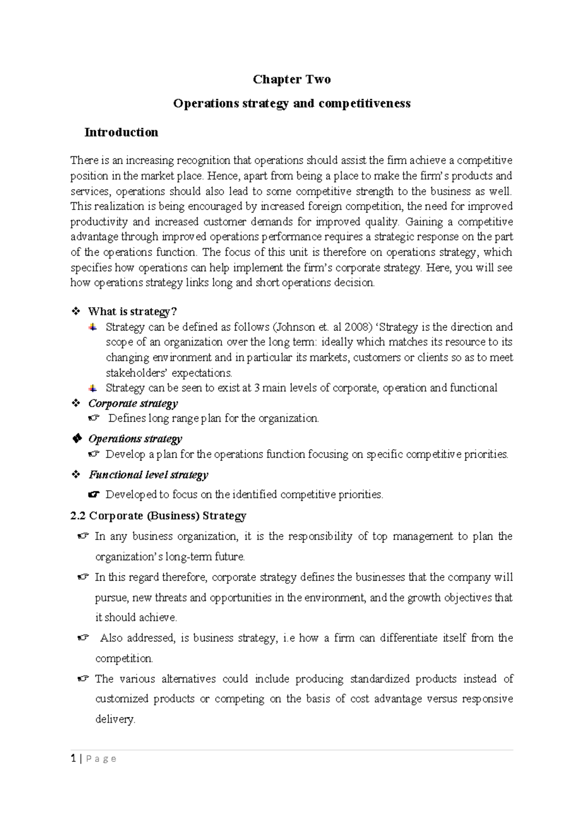 OM 2: Operations Strategy and Competitiveness Overview - Studocu