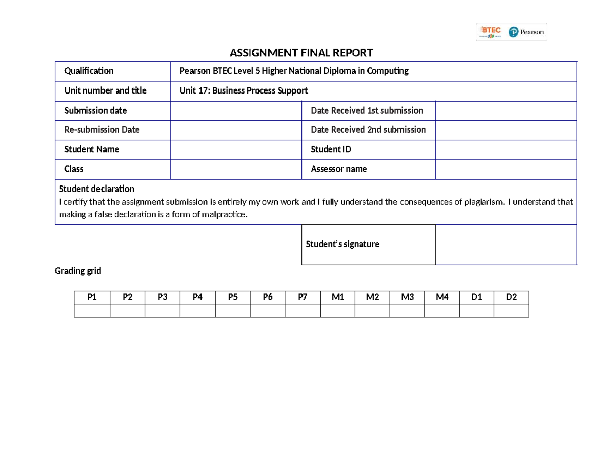 Unit 17: Business Process Support - Final Report on Data Science ...